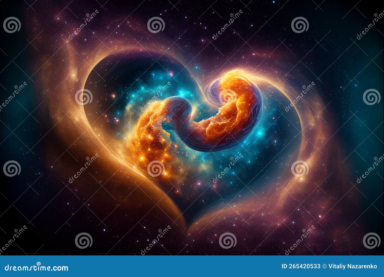 Merging Two Galaxies in the Shape of a Heart. AI Generated Stock ...
