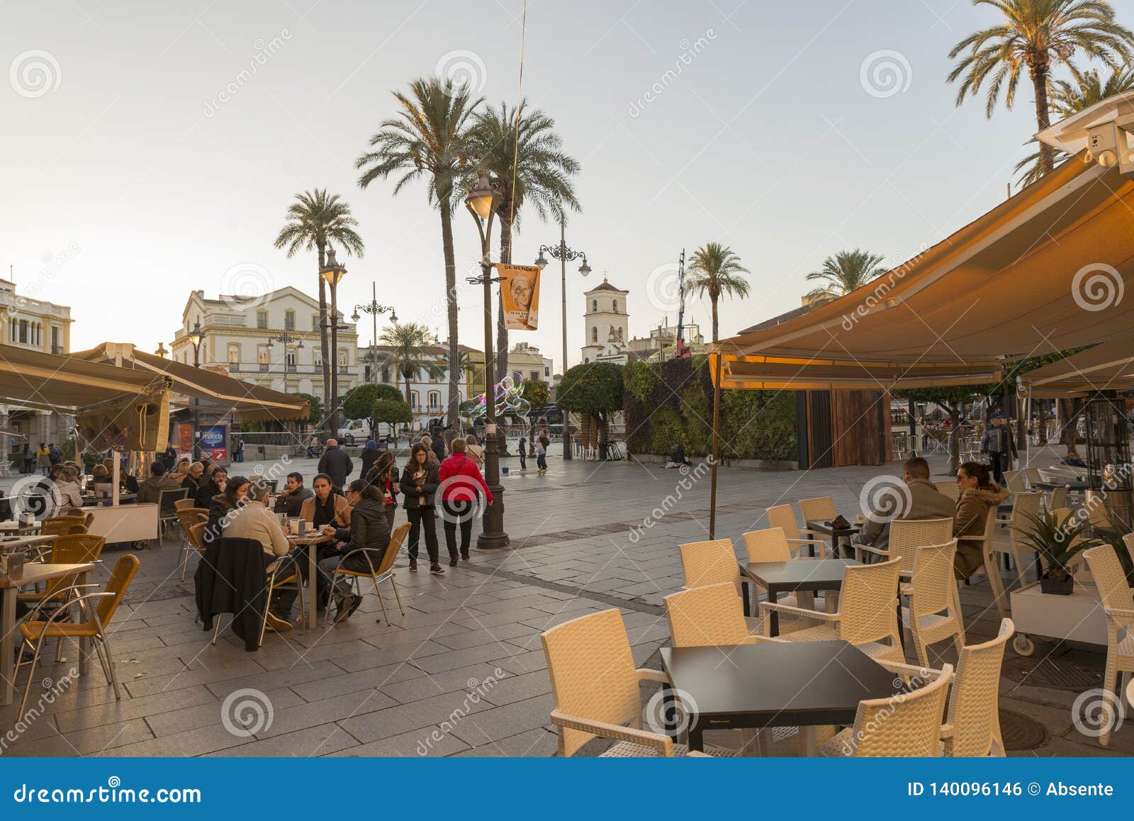 Terraces in Main Square at Nightfall Editorial Photo - Image of merida ...