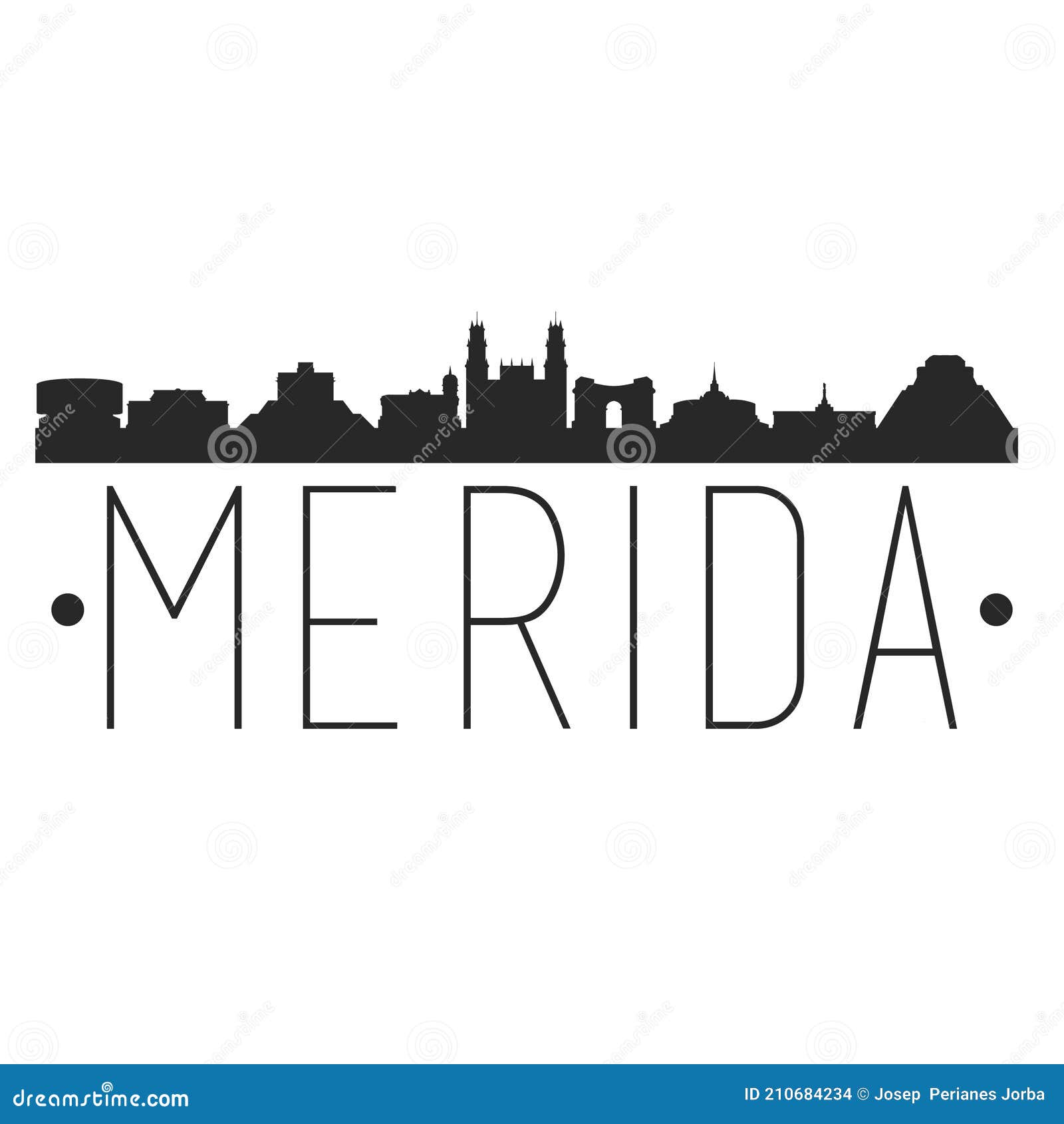 Merida Mexico City Map In Retro Style. Outline Map Vector Illustration ...