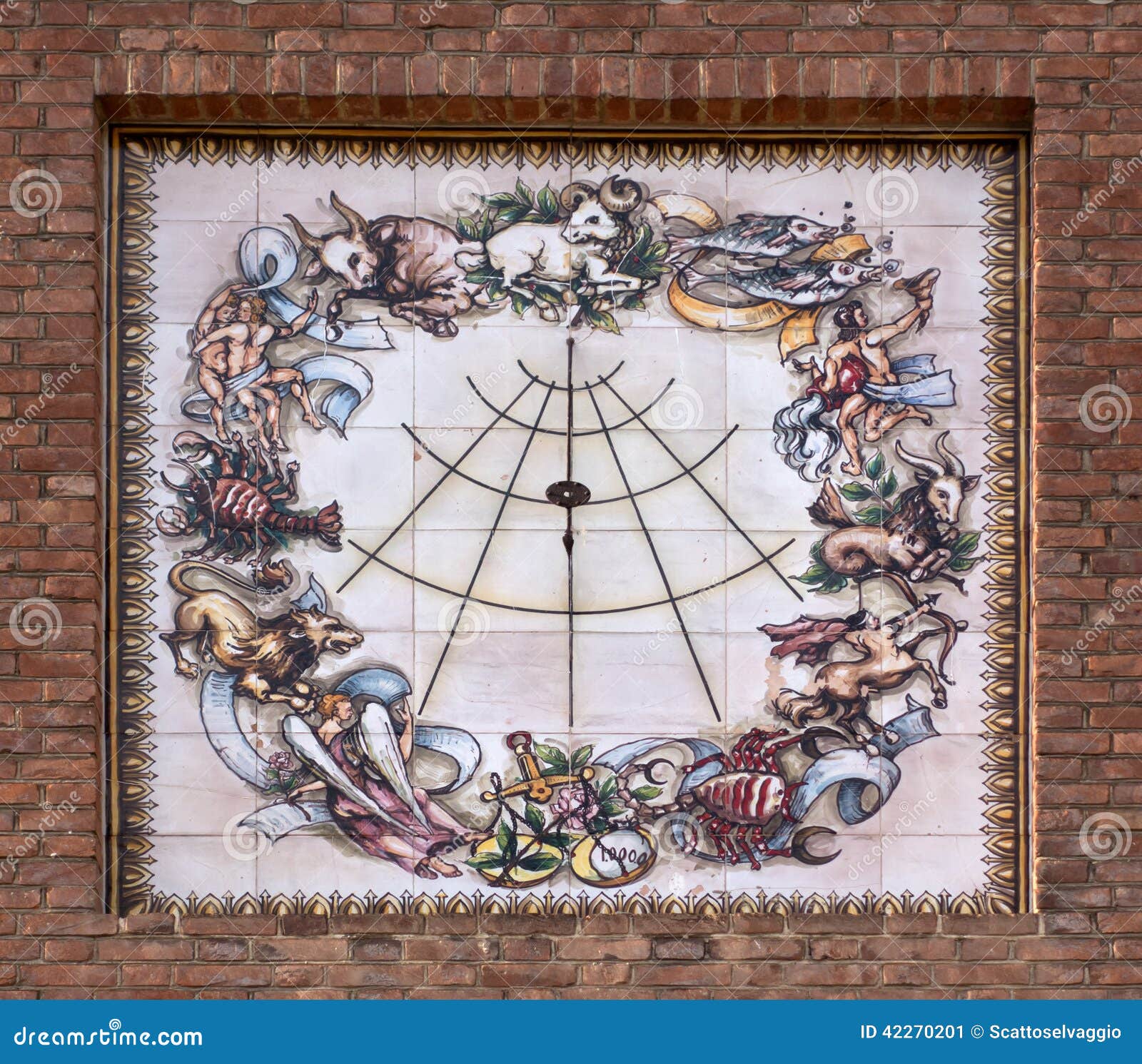 Meridiana Con Un Affresco Dello Zodiaco Immagine Stock - Immagine di ...