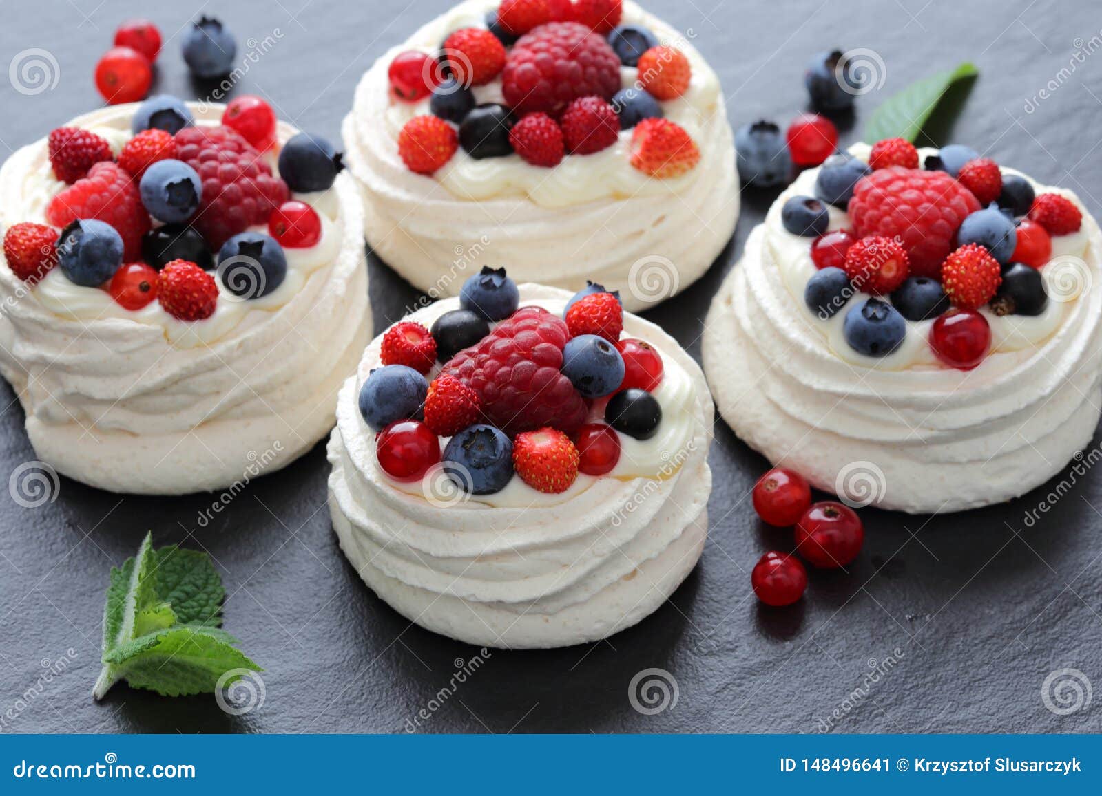 Meringue with berries stock image. Image of homemade - 148496641