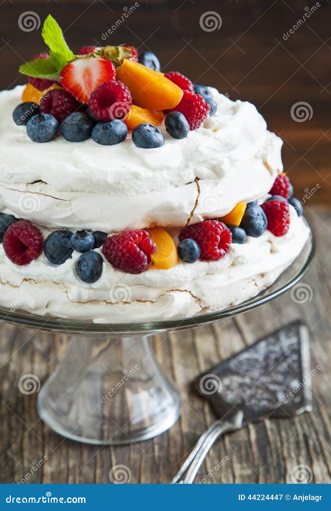 Meringue Cake with Fresh Berries. Stock Image - Image of happiness ...