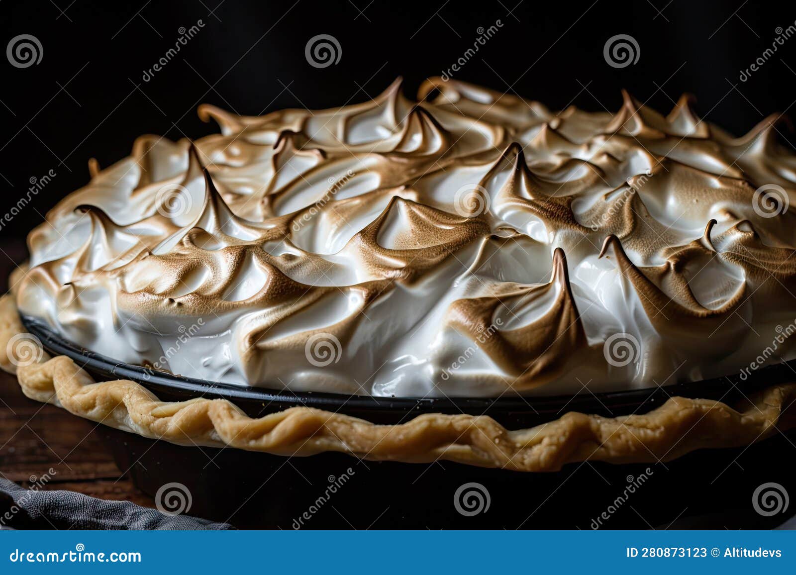 Meringue Layer on a Pie, with Flaky Crust Visible Underneath Stock ...