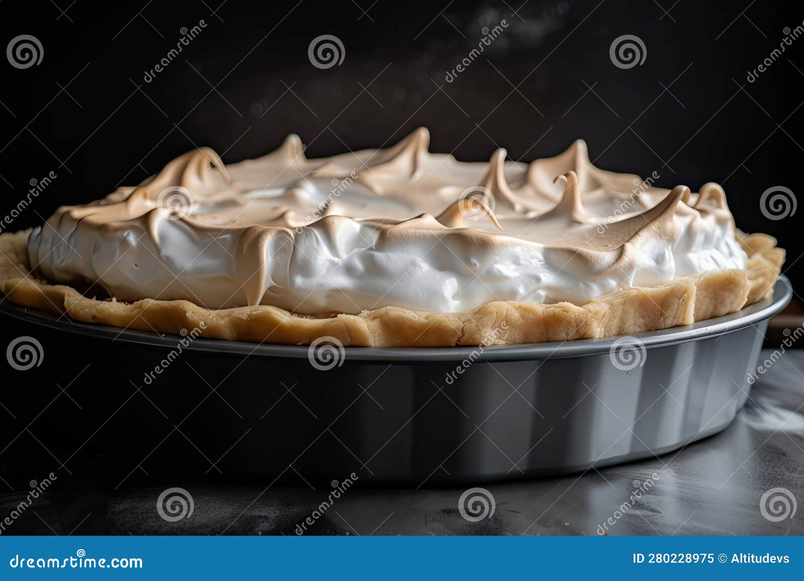 Meringue Layer on a Pie, with Flaky Crust Visible Underneath Stock ...