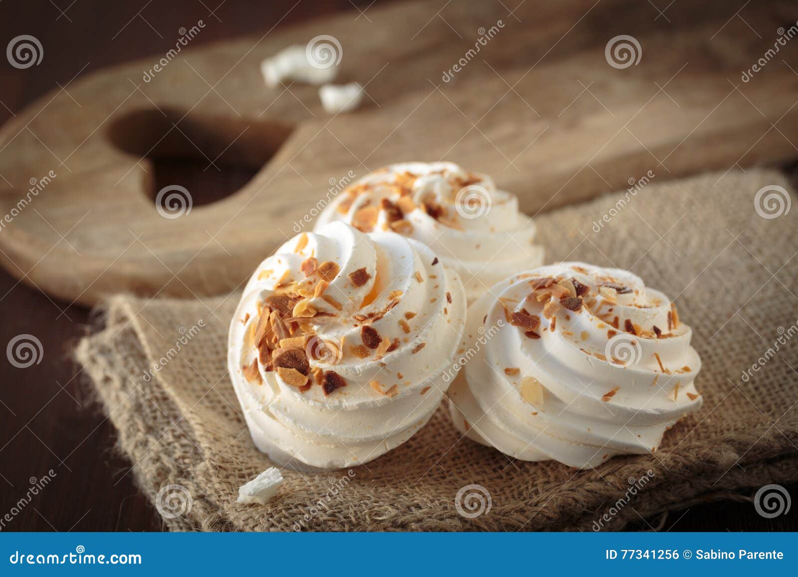 Meringue with Toasted Almonds Stock Photo - Image of beautiful ...