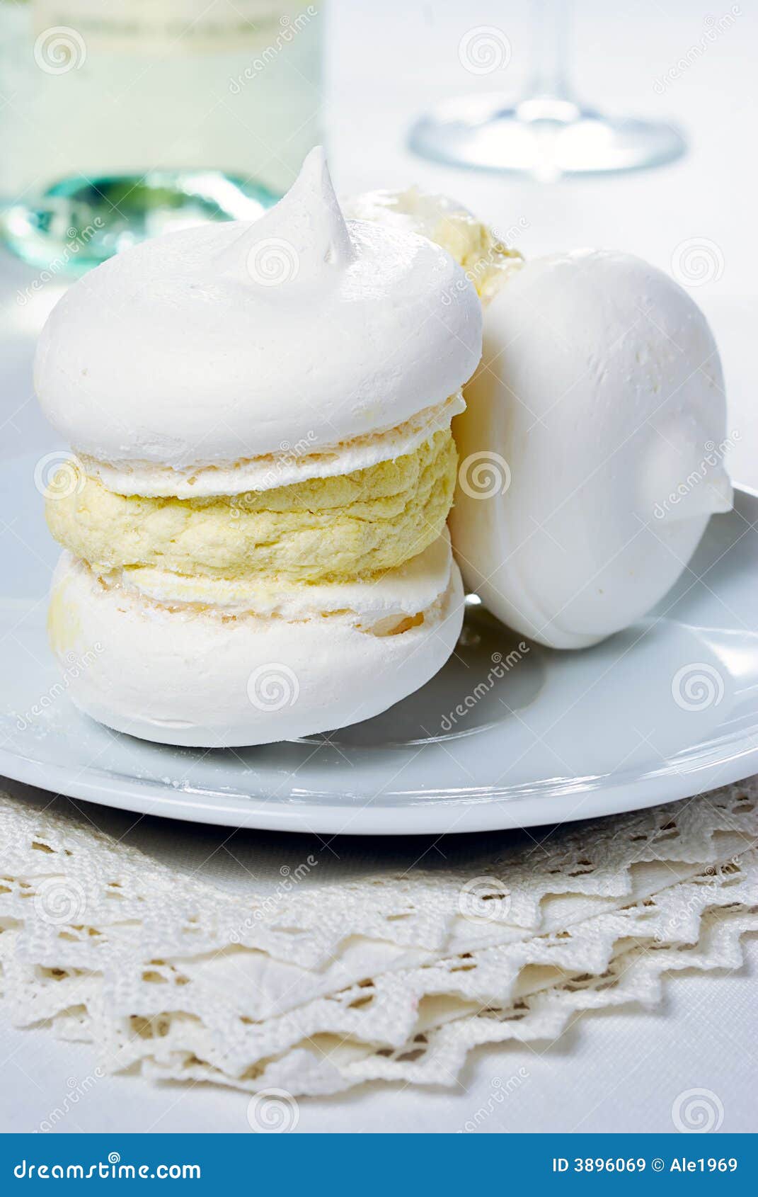 Meringues with cream stock image. Image of couple, patisserie - 3896069