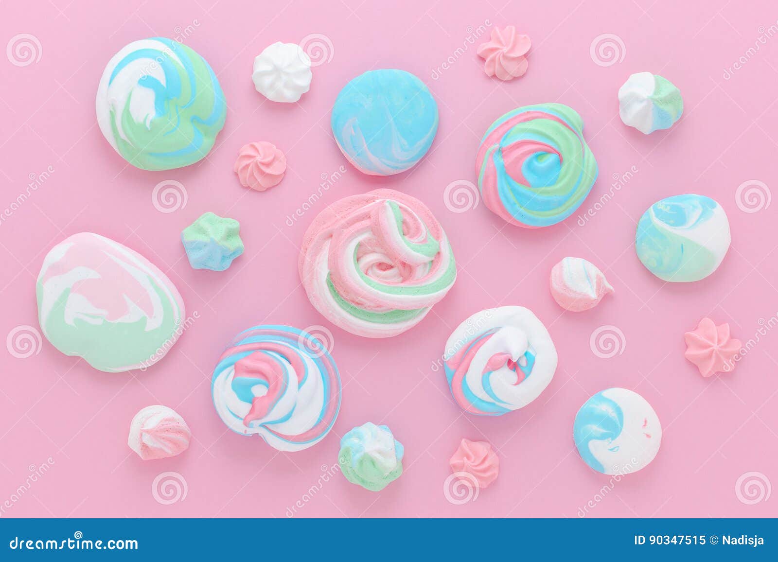 Meringues in Pastel Colors, Pattern Abstract on Pink Background Stock ...