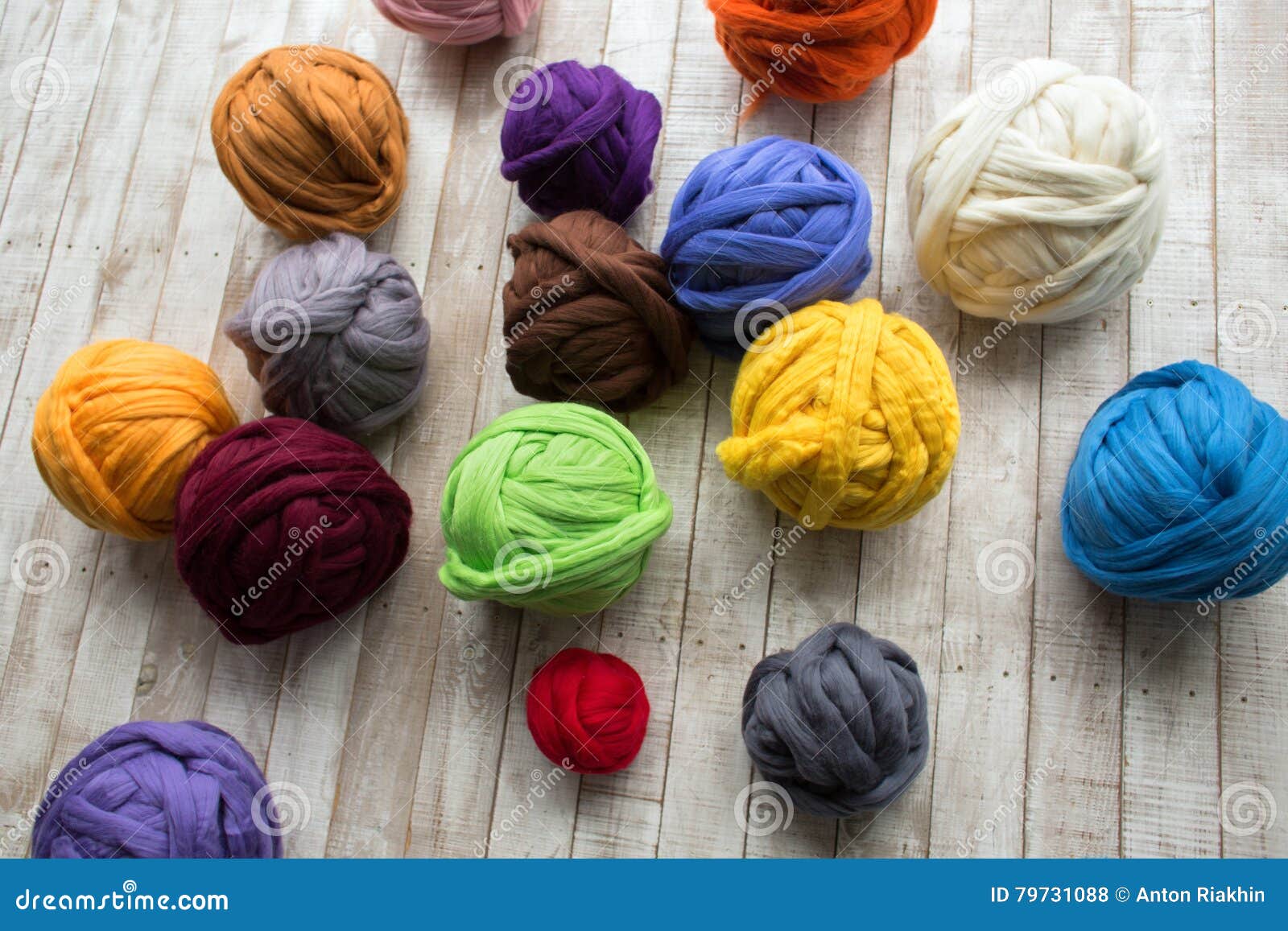 Merino Wool Balls in Multicolor Lying Stock Photo - Image of floor ...