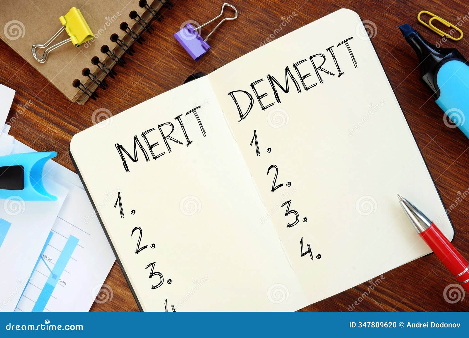 Merit and Demerit are Shown Using the Text Stock Photo - Image of ...