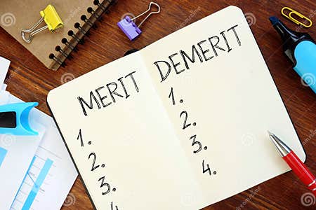 Merit and Demerit are Shown Using the Text Stock Photo - Image of ...