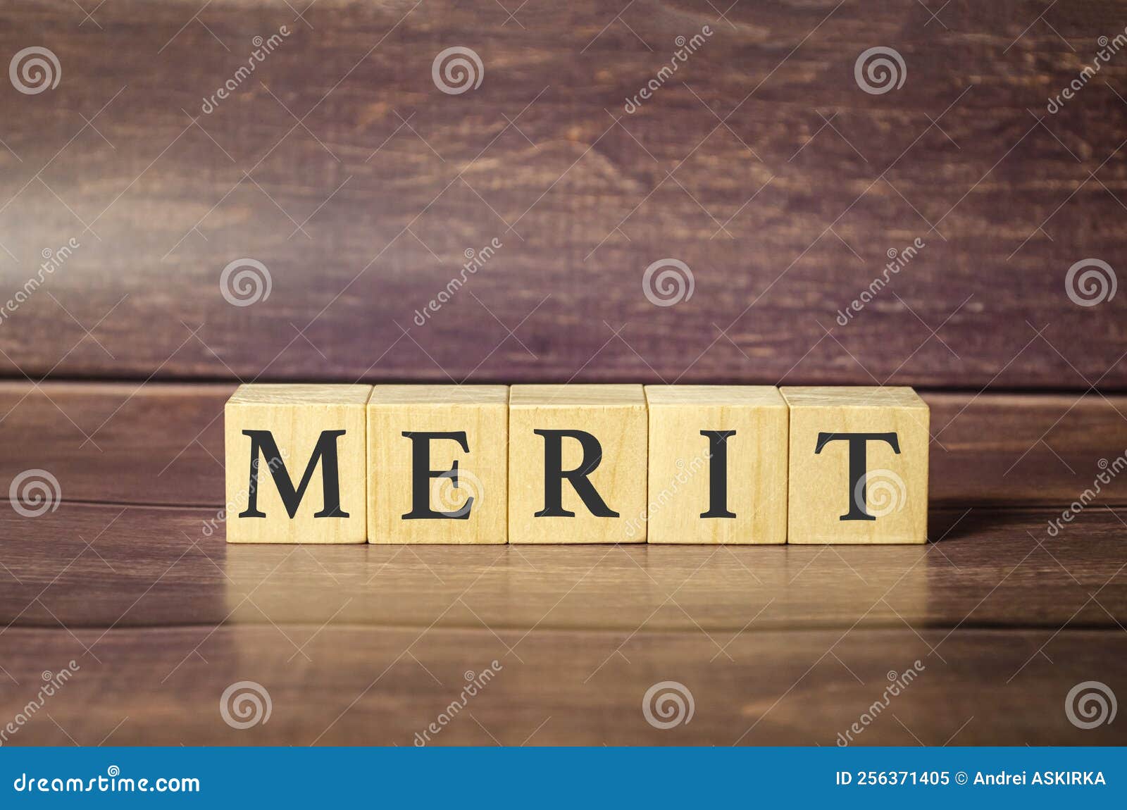 Merit Symbol. Wooden Cubes with the Word Merit Stock Image - Image of ...