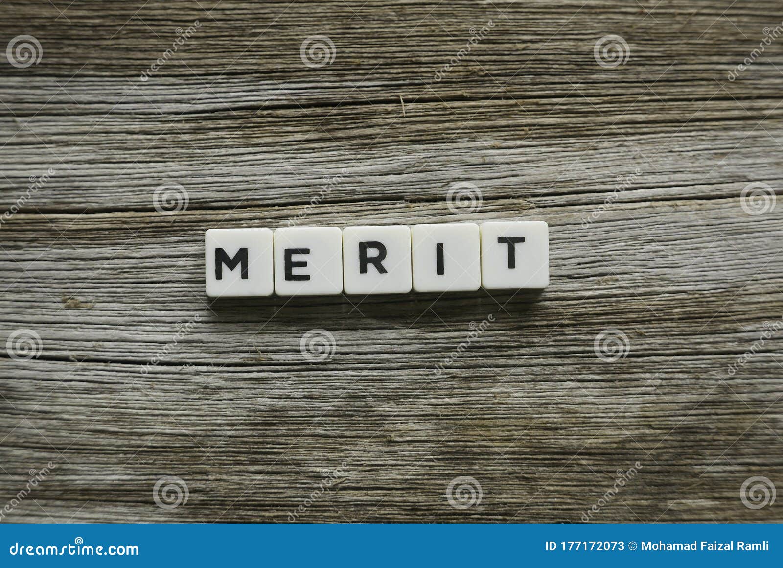 Merit Word Made of Square Letter Word on Wooden Background Stock Image ...