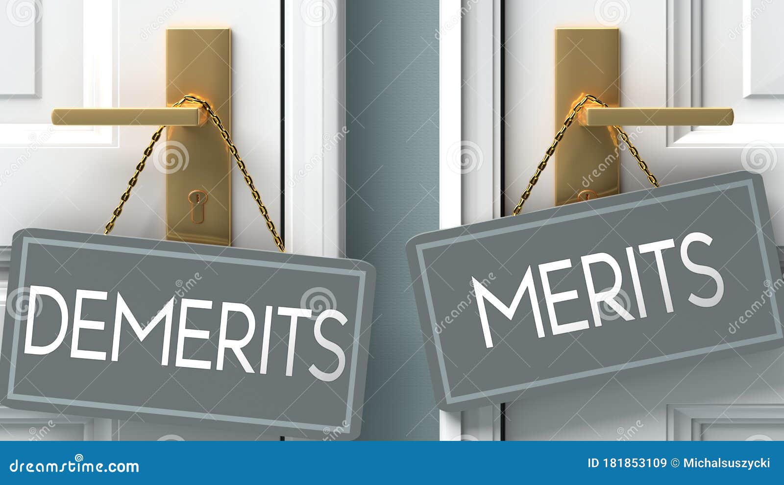 Demerits And Merits As A Choice - Pictured As Words Demerits, Merits On ... Demerits And Merits As A Choice - Pictured As Words Demerits, Merits On ...