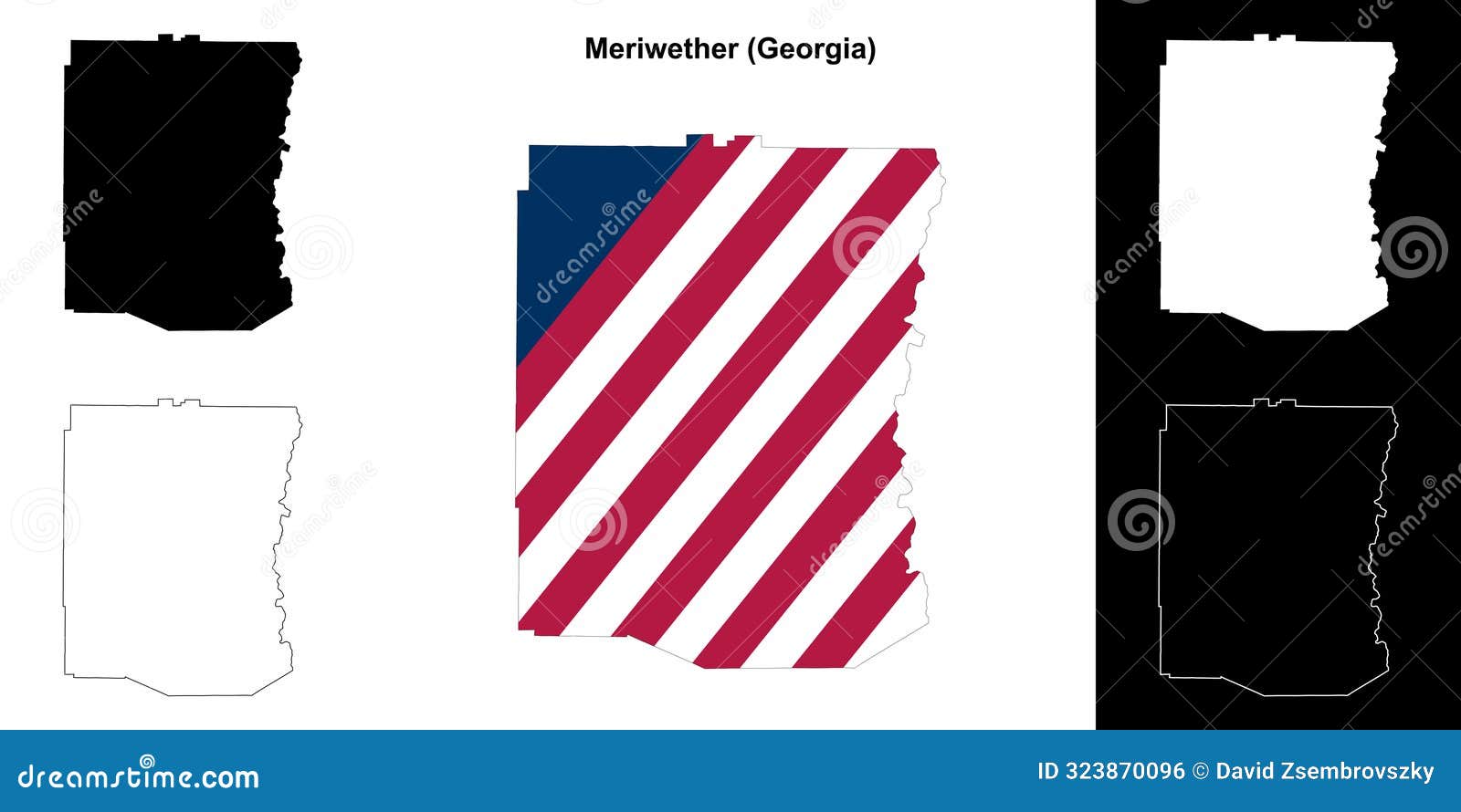 Map Of Meriwether County In Georgia State On White Background. Single ...