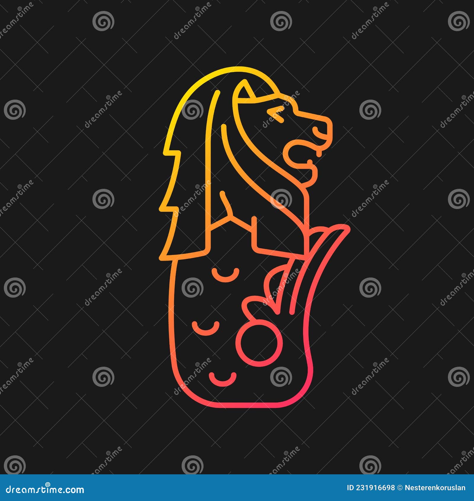 Merlion Statue Gradient Vector Icon for Dark Theme Stock Vector ...