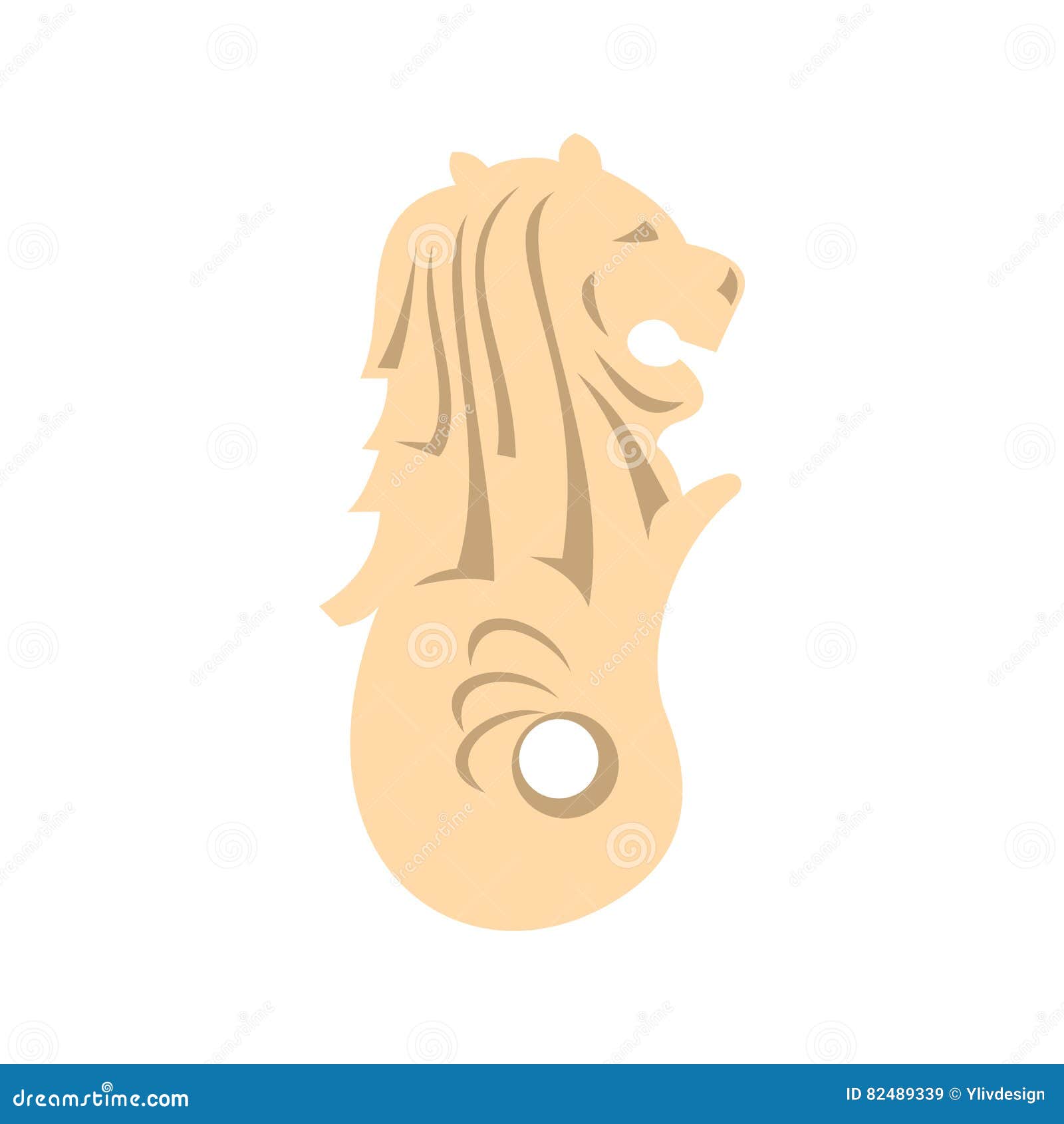 Merlion Statue, Singapore Icon, Flat Style Stock Vector - Illustration ...