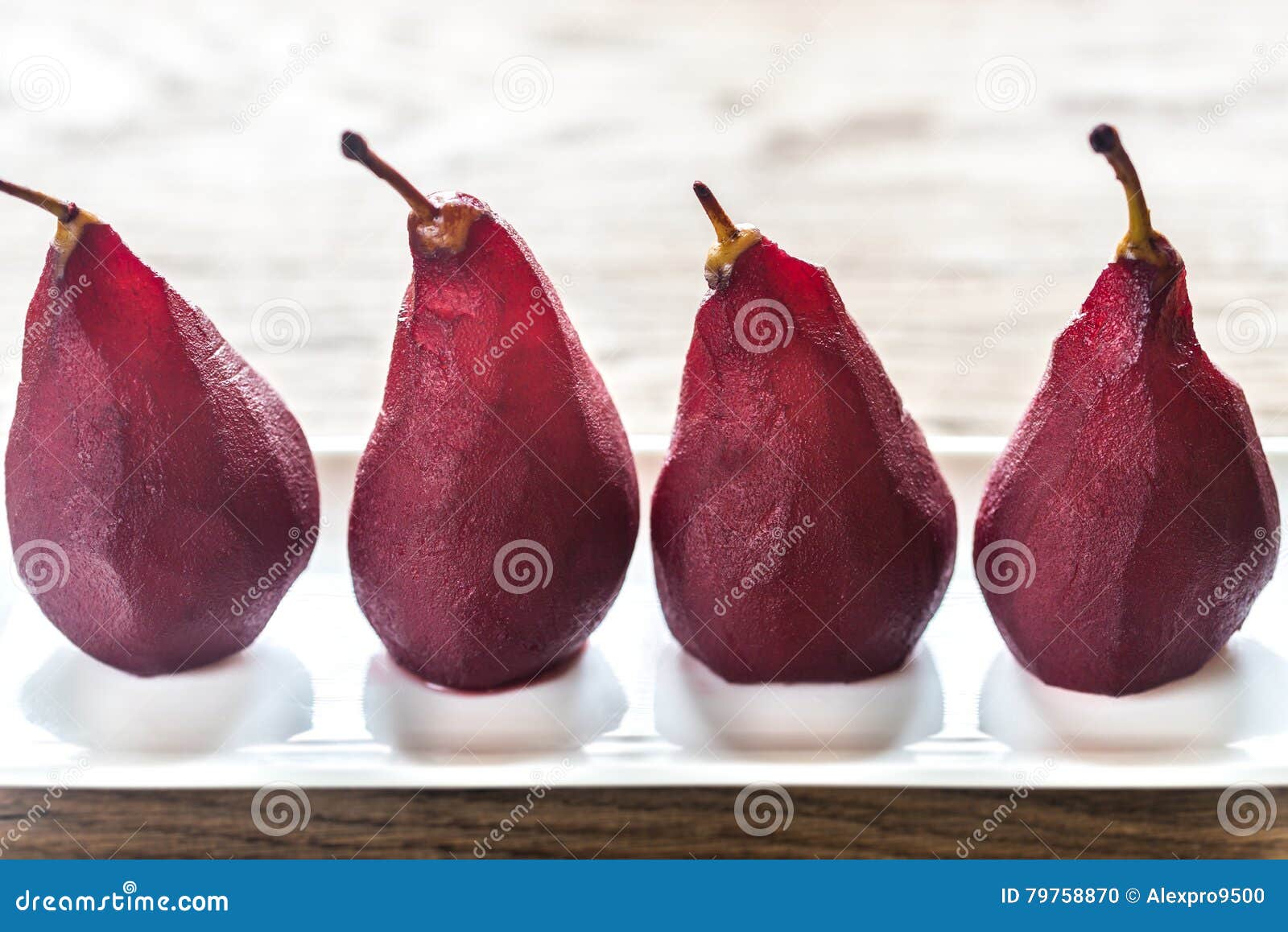 Merlot-poached Pears on the Plate Stock Photo - Image of pears, plate ...