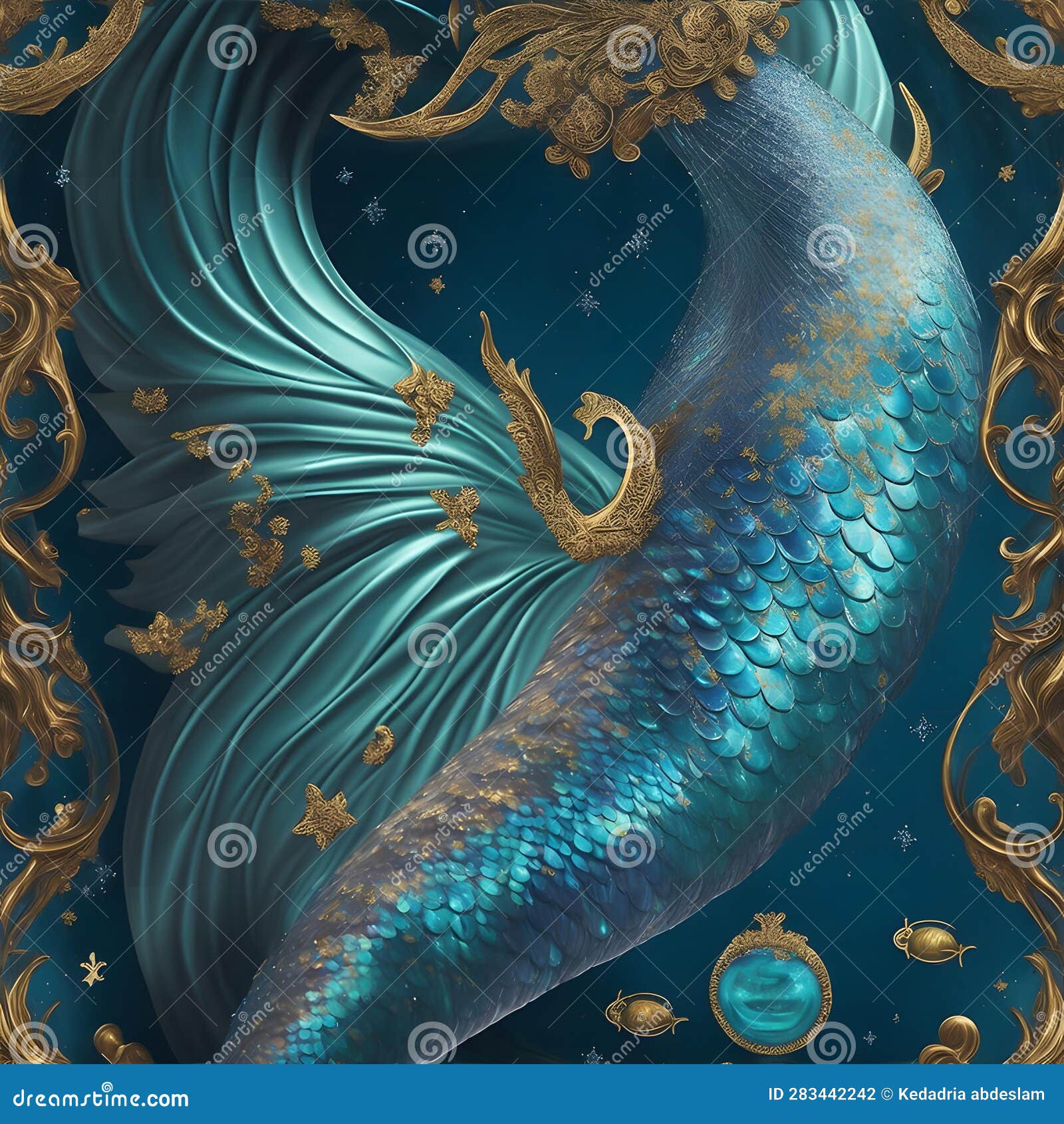 Mermaid Abstract Texture Background and Sea Stock Illustration ...