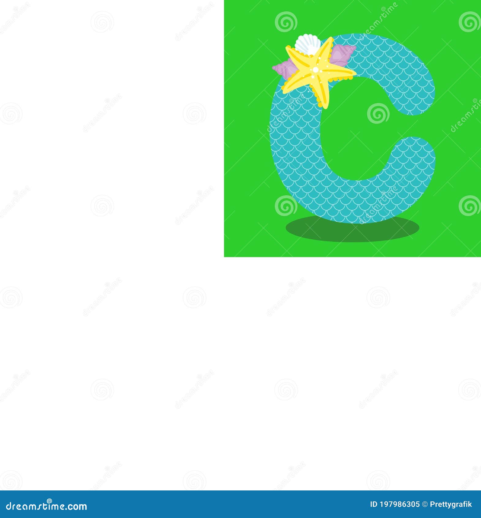 Mermaid alphabet C 03 stock vector. Illustration of alphabet - 197986305