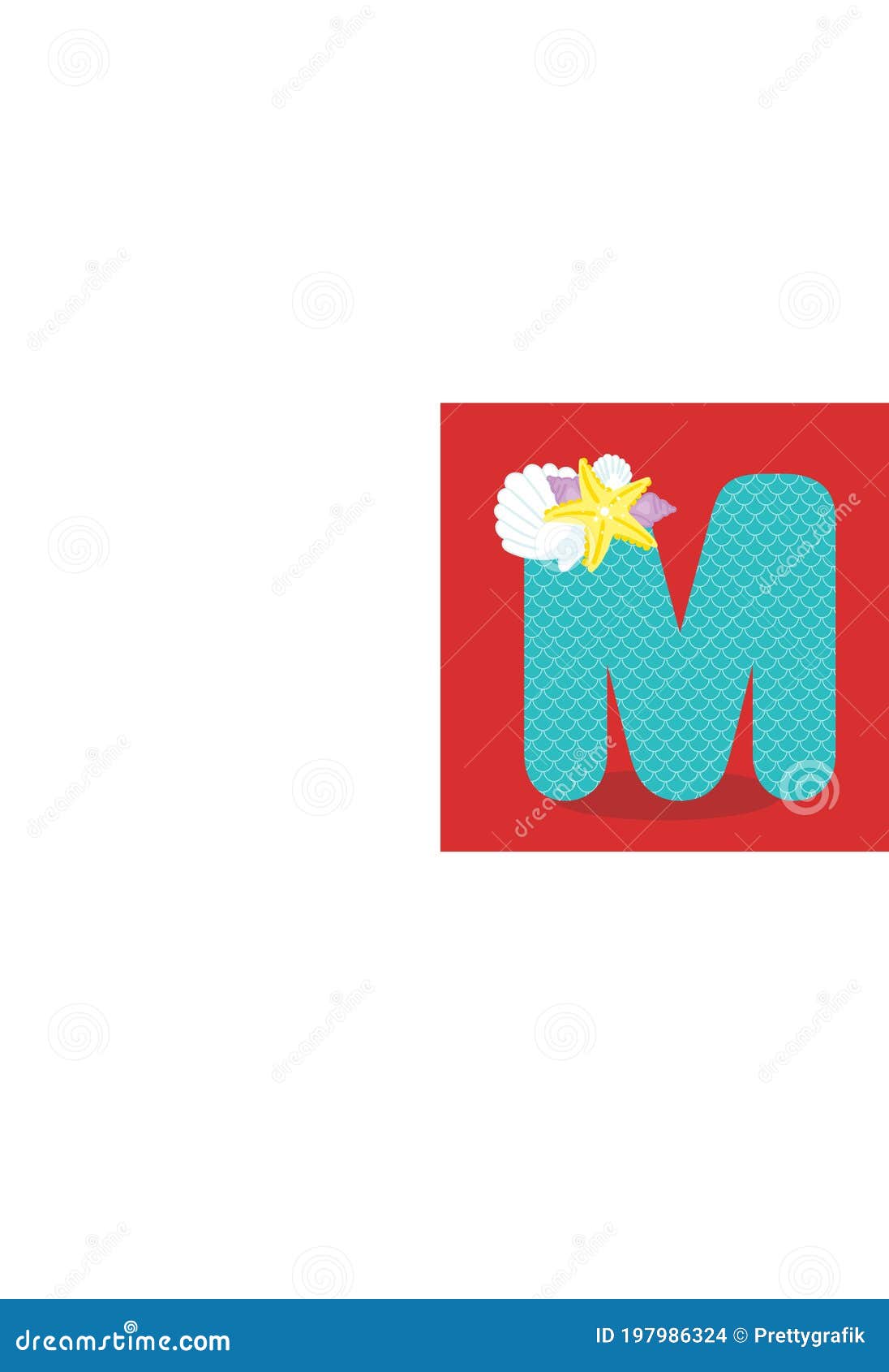Mermaid alphabet M 13 stock vector. Illustration of alphabet - 197986324