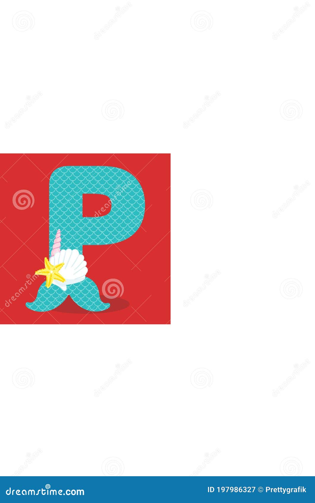 Mermaid alphabet P 16 stock vector. Illustration of cartoon - 197986327