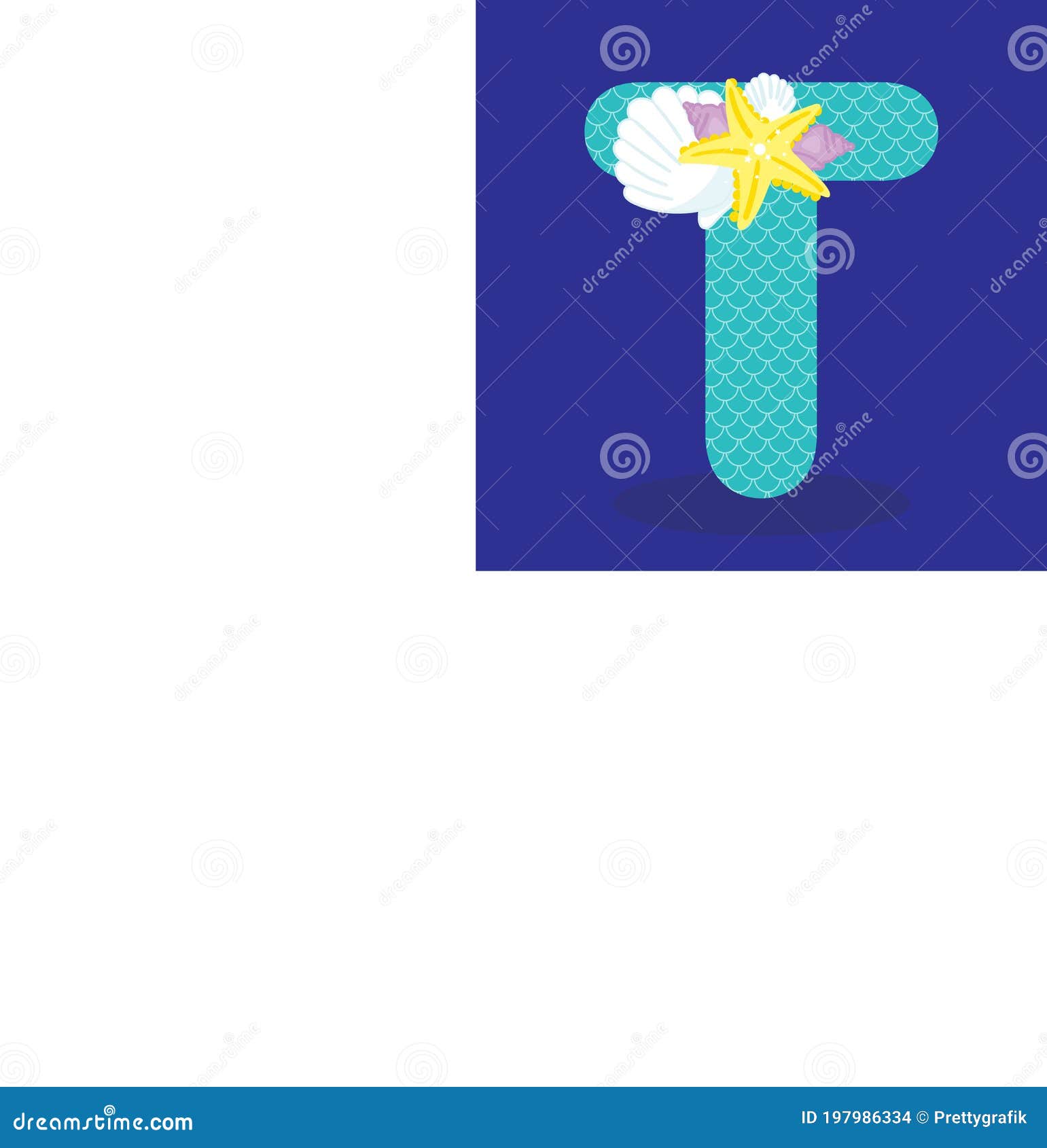 Mermaid alphabet T 20 stock vector. Illustration of graphic - 197986334