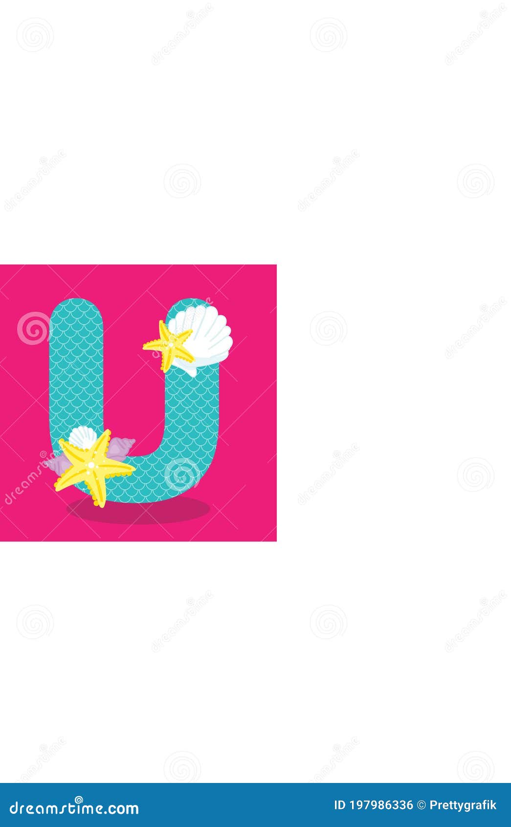 Mermaid alphabet U 21 stock vector. Illustration of graphic - 197986336