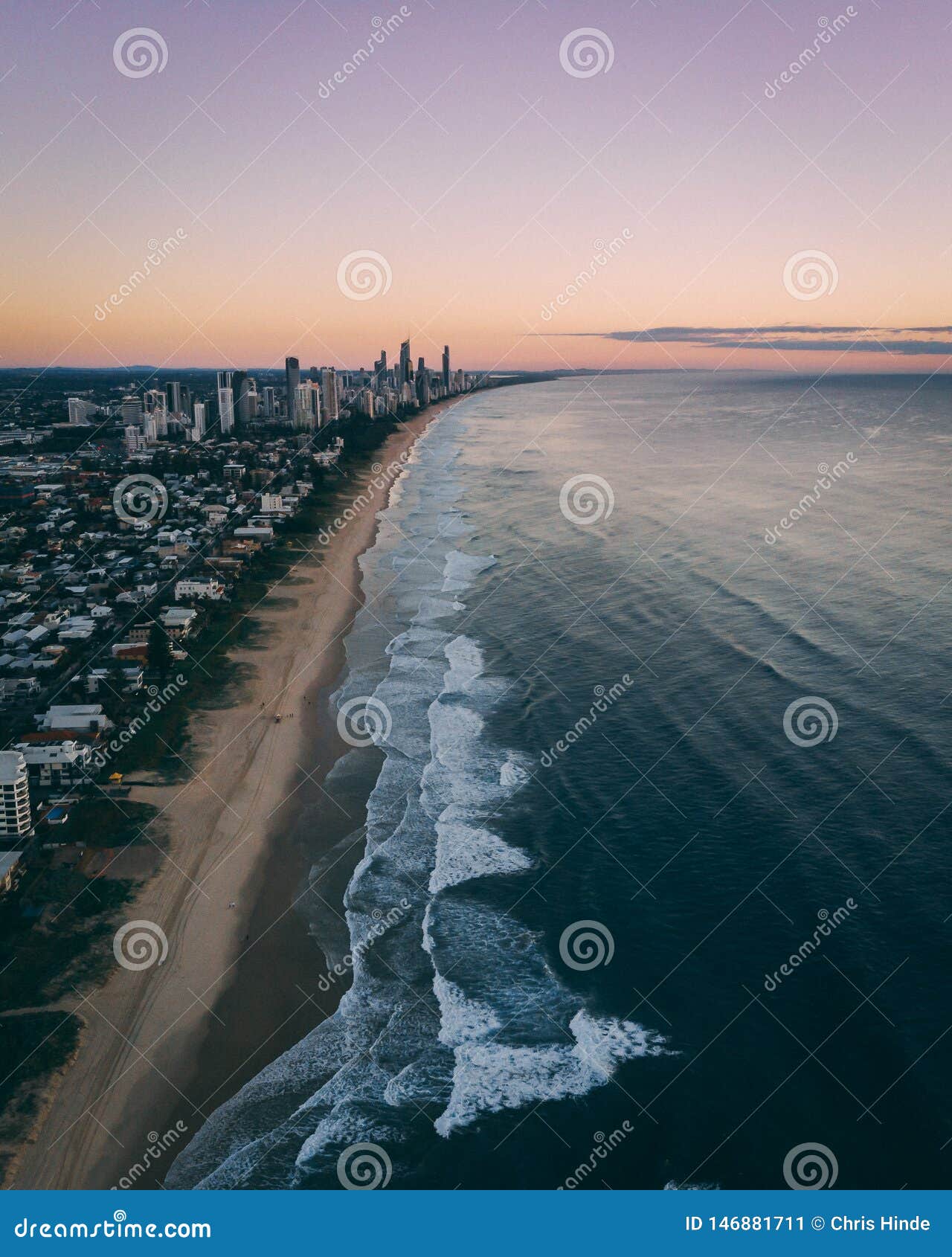 Mermaid Beach in Queensland Stock Image - Image of island, drone: 146881711