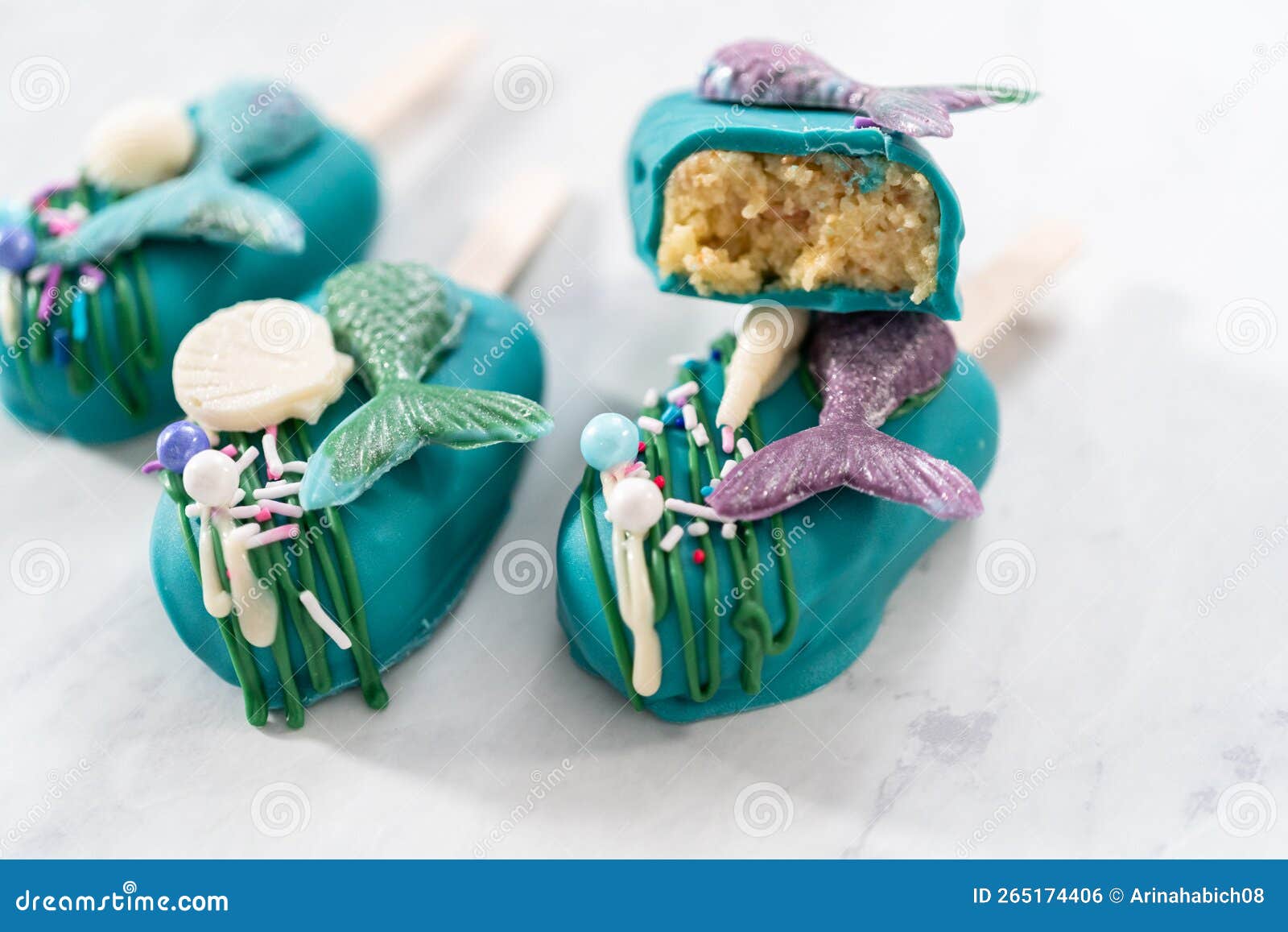 Mermaid cakesicles stock photo. Image of sliced, pastries - 265174406