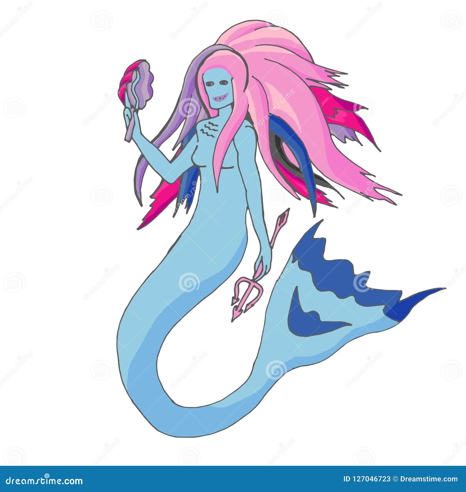 Mermaid in cartoon style. stock vector. Illustration of simple - 127046723