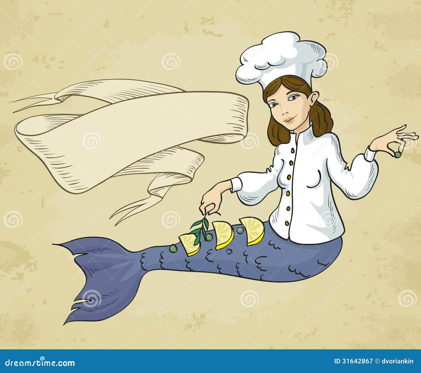 Mermaid chef stock vector. Illustration of retro, mermaid - 31642867