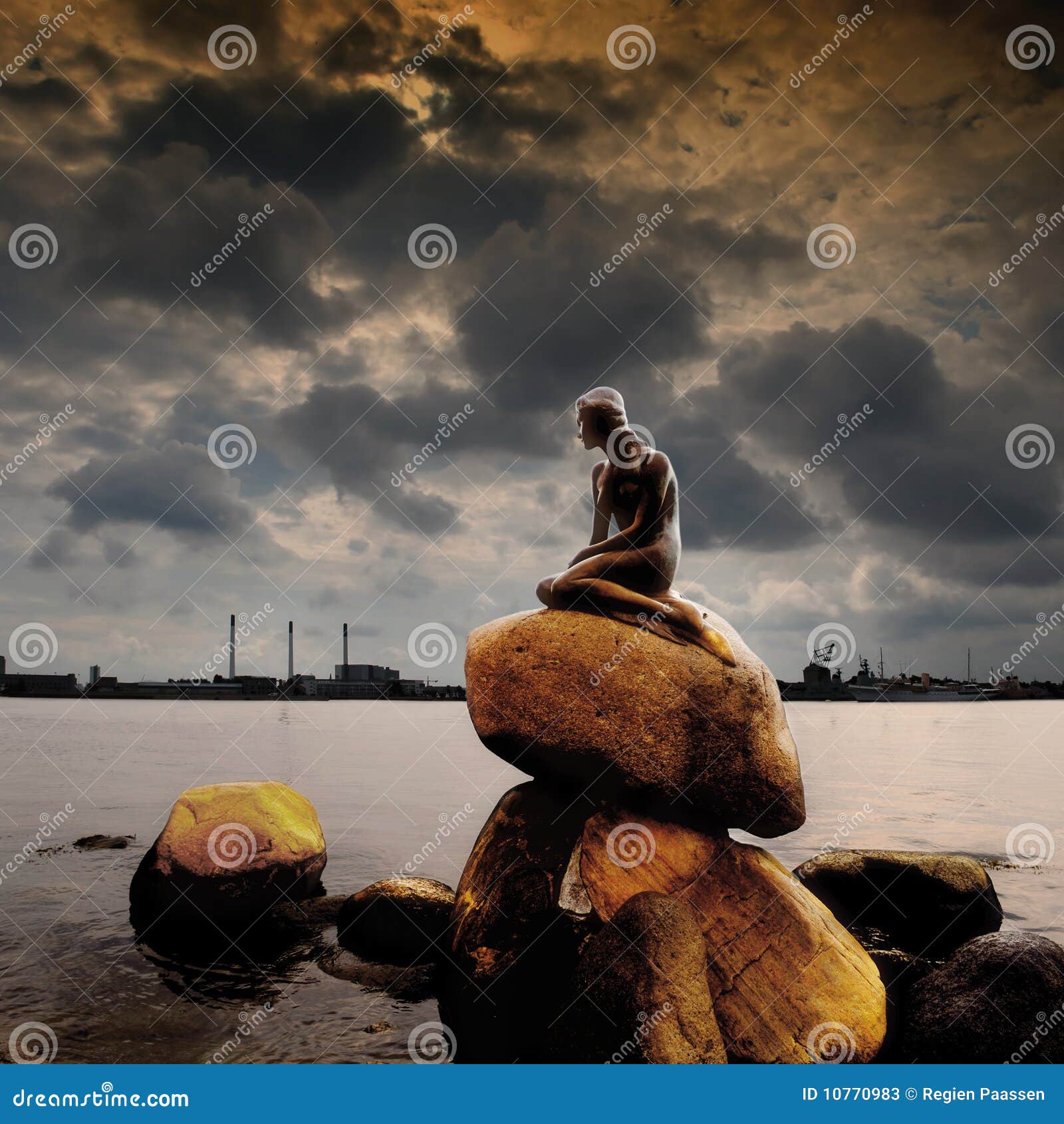 Mermaid cloudy sky editorial stock photo. Image of sculpture - 10770983