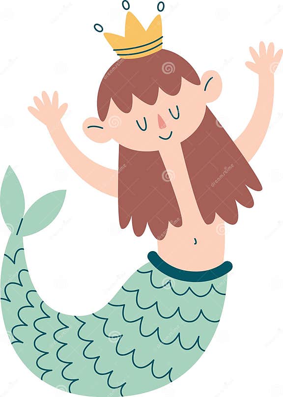Mermaid with Crown stock illustration. Illustration of ocean - 289745984