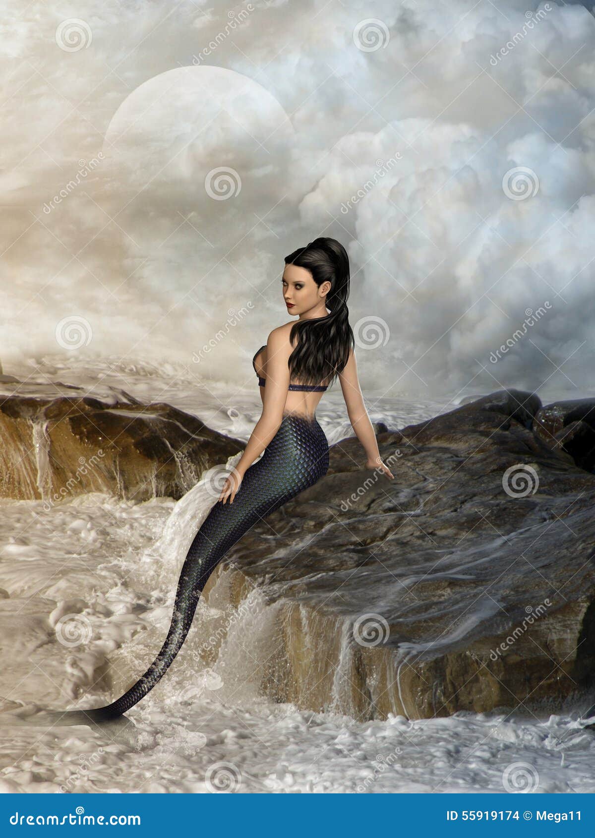 Mermaid stock illustration. Illustration of beautiful - 55919174