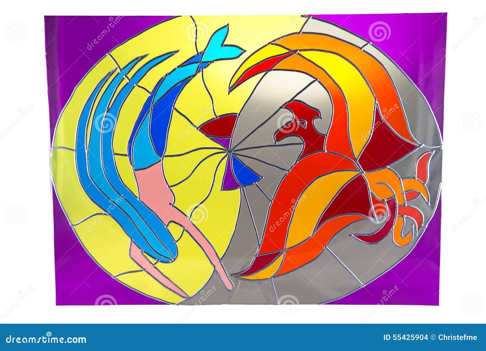 The Mermaid and Fire - Stained Glass Stock Illustration - Illustration ...