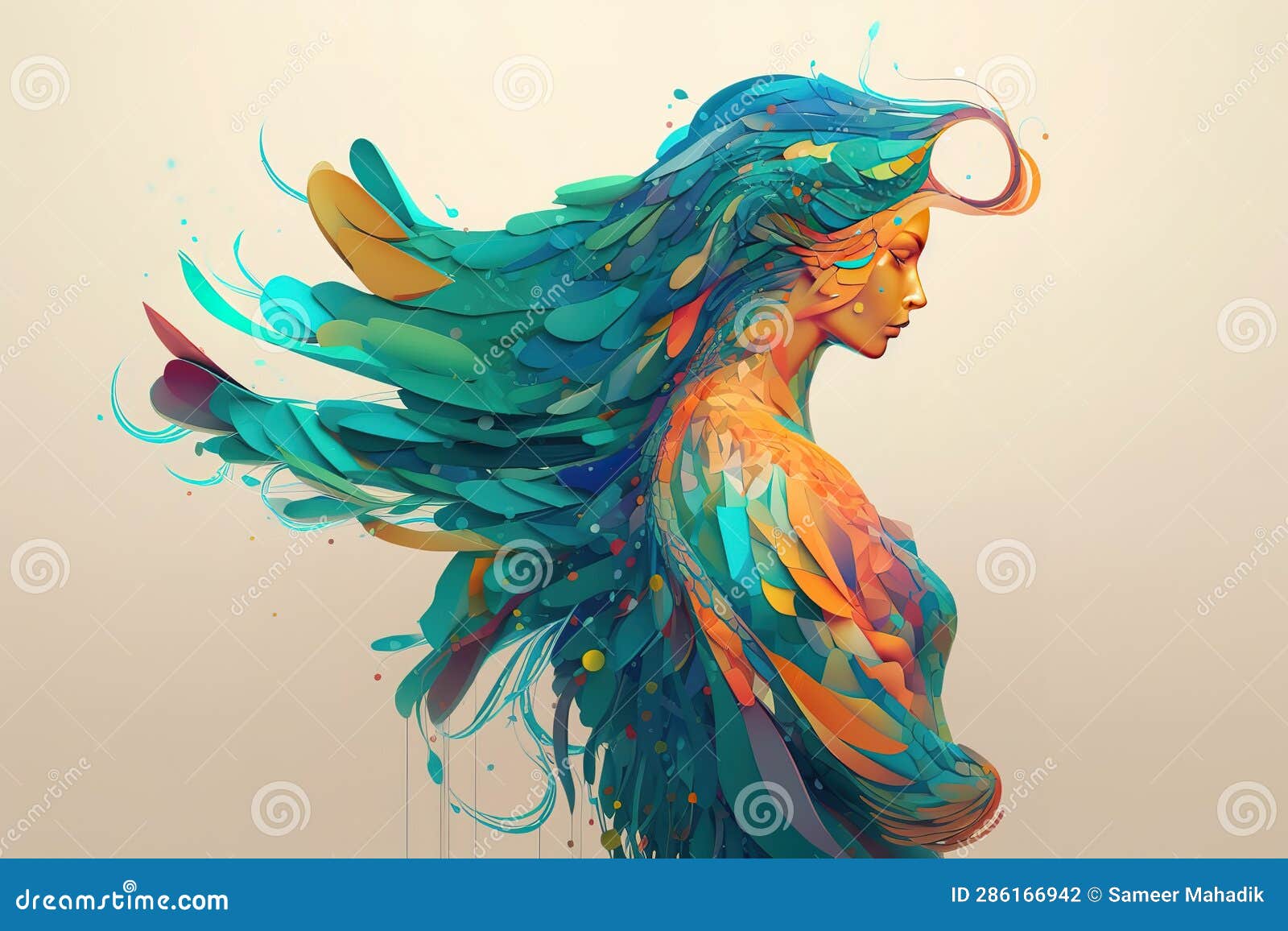 A Mermaid with a Fish Tail and Bird Wings. Generative AI Stock ...