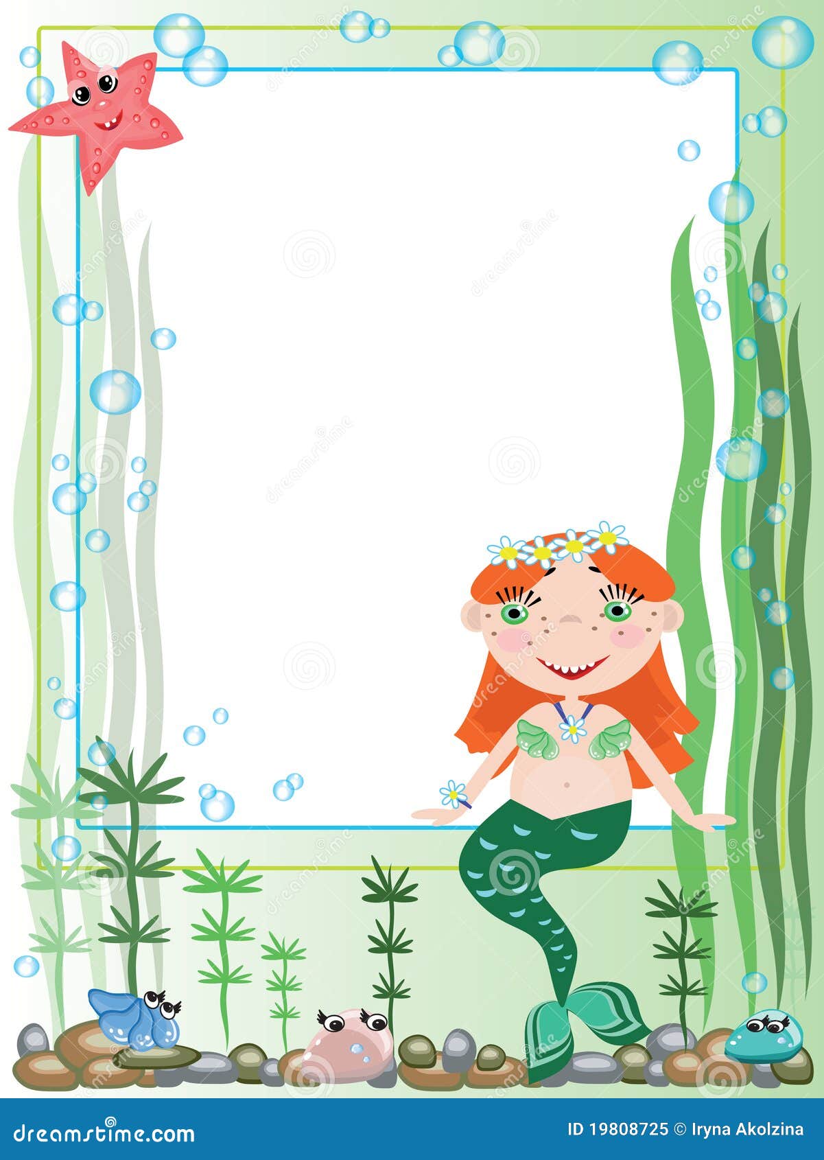 Mermaid,frame stock vector. Illustration of cartoon, algae - 19808725