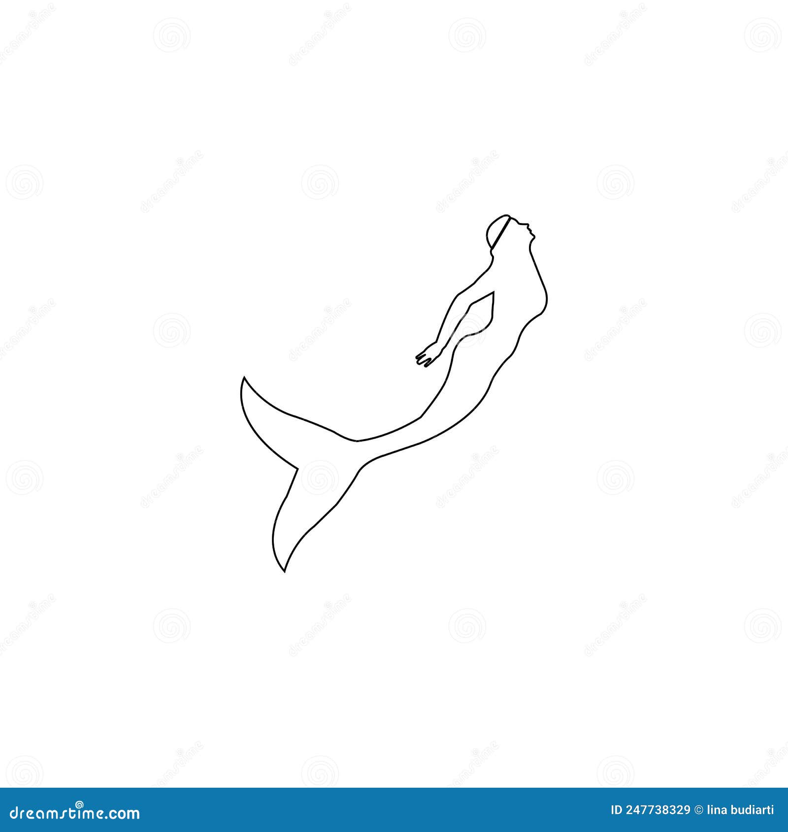 Mermaid Line Art Design For Coloring Books Mermaid Vector Mermaid ...