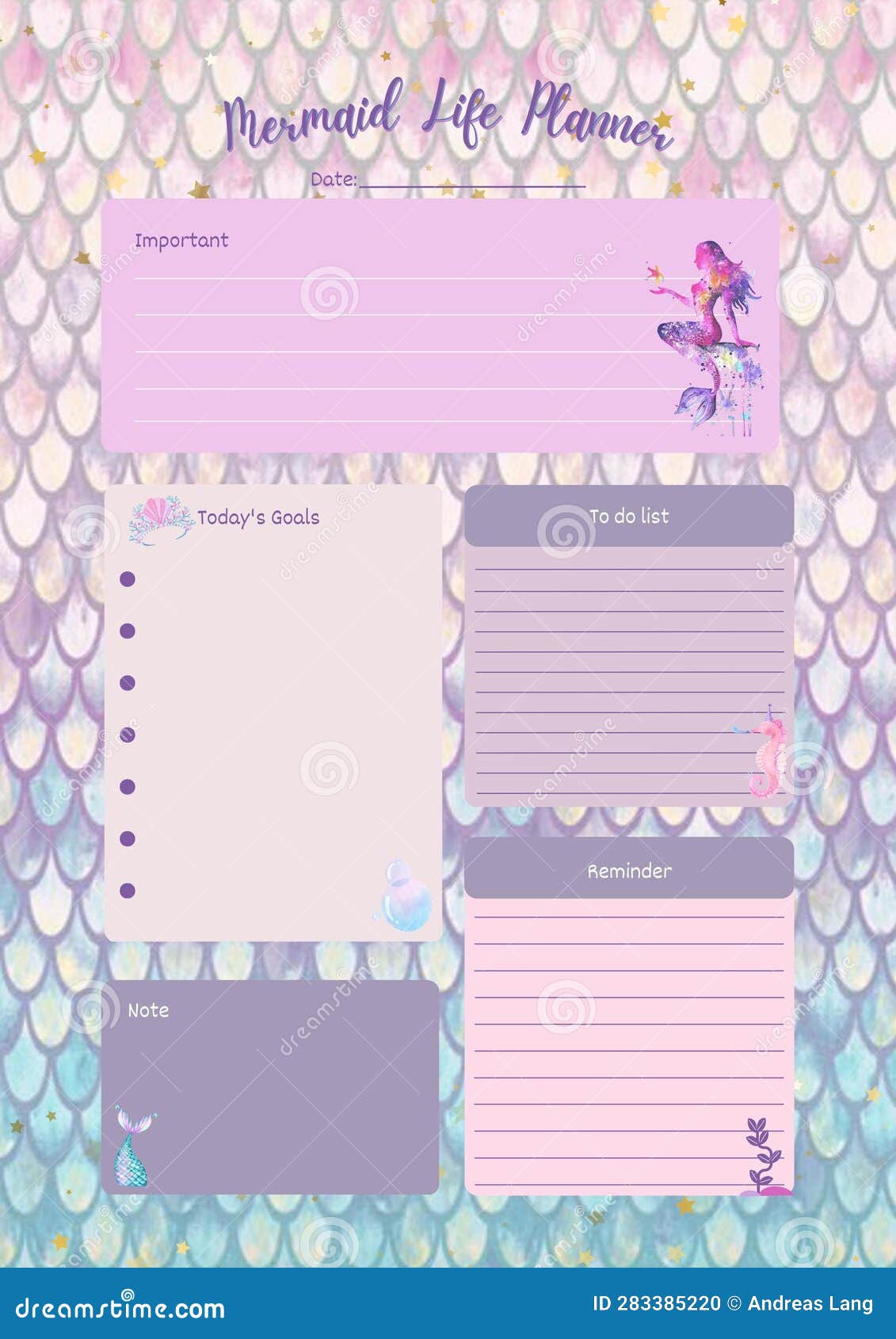 Mermaid Life Planner Digital Planning Insert Sheet Printable Page ...