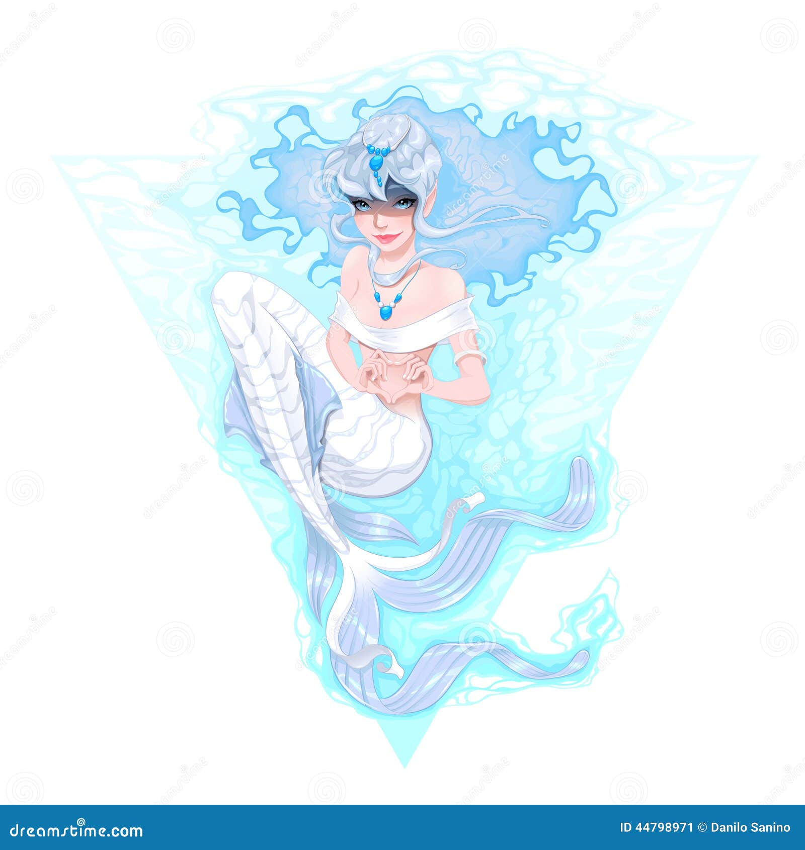 Mermaid Marking the Heart with Her Hands. Stock Vector - Illustration ...