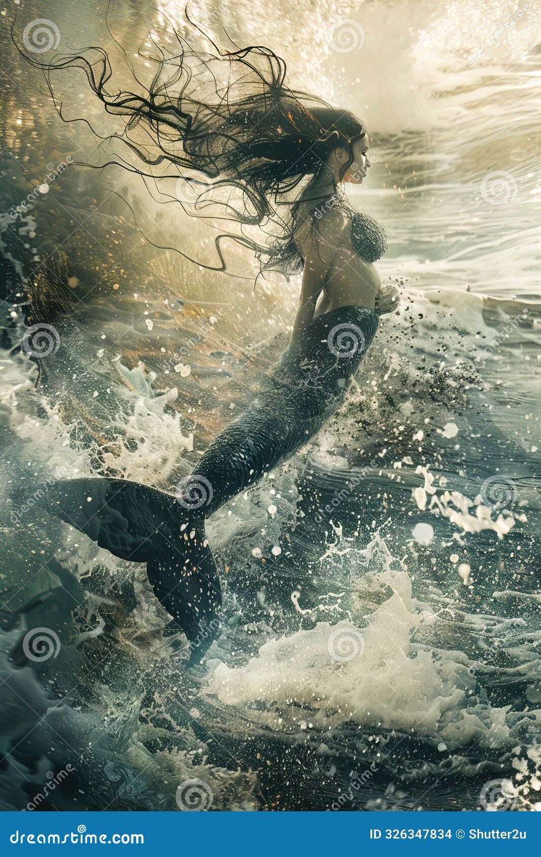 A Mermaid Navigating Turbulent Seas Symbolizing Adaptability and ...