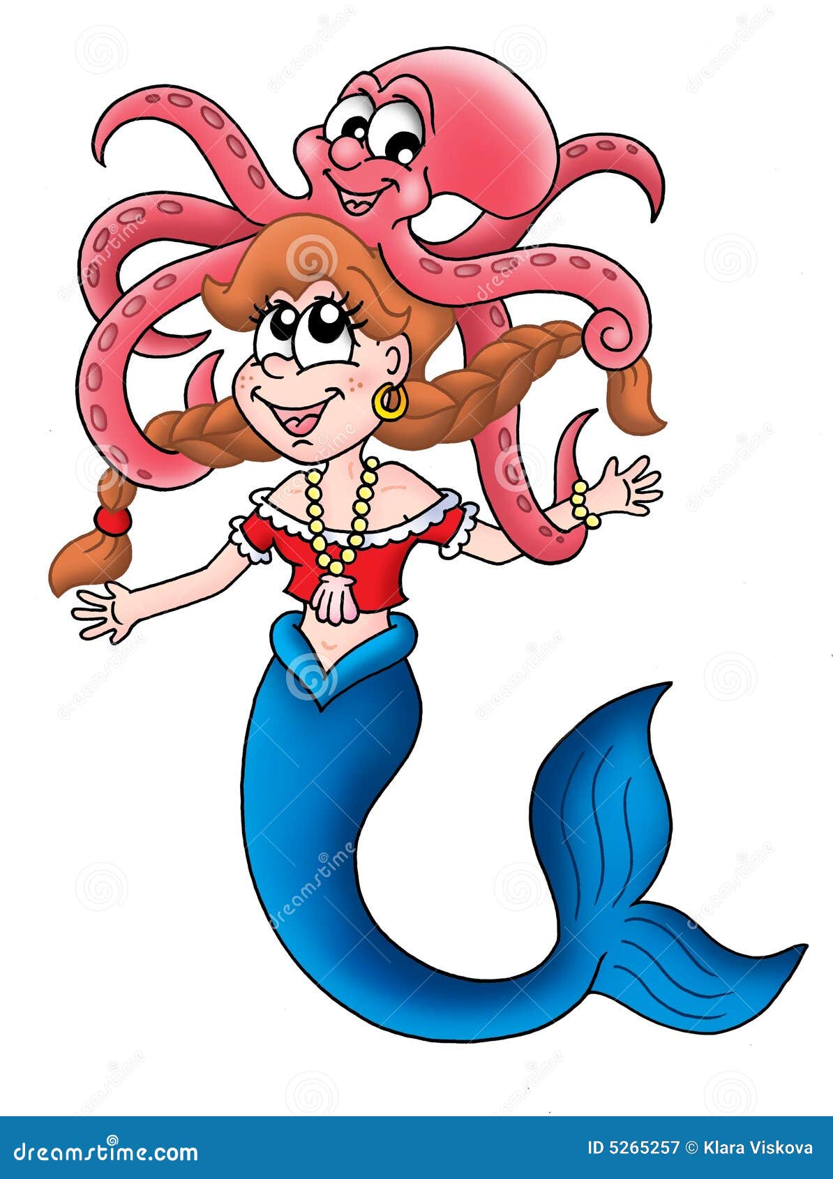 Mermaid with octopus stock illustration. Illustration of swim - 5265257