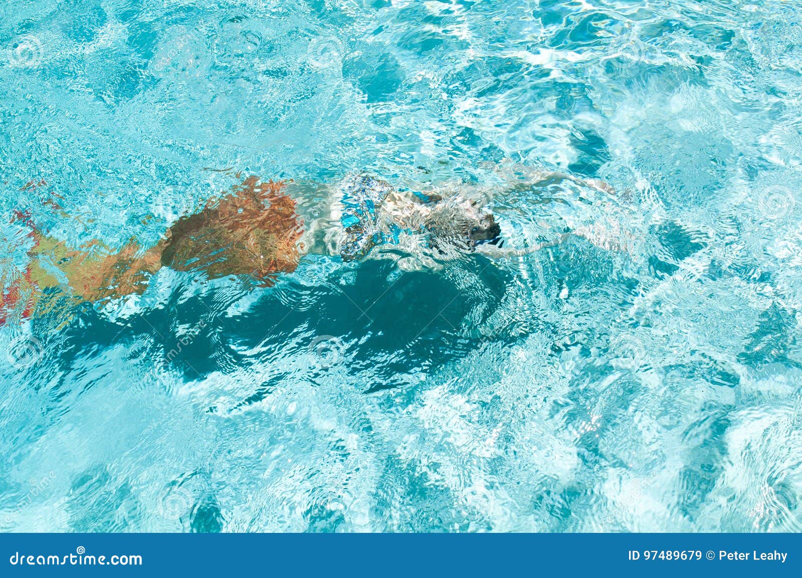 A Mermaid with and Orange Tail Underwater. Stock Image - Image of aqua ...
