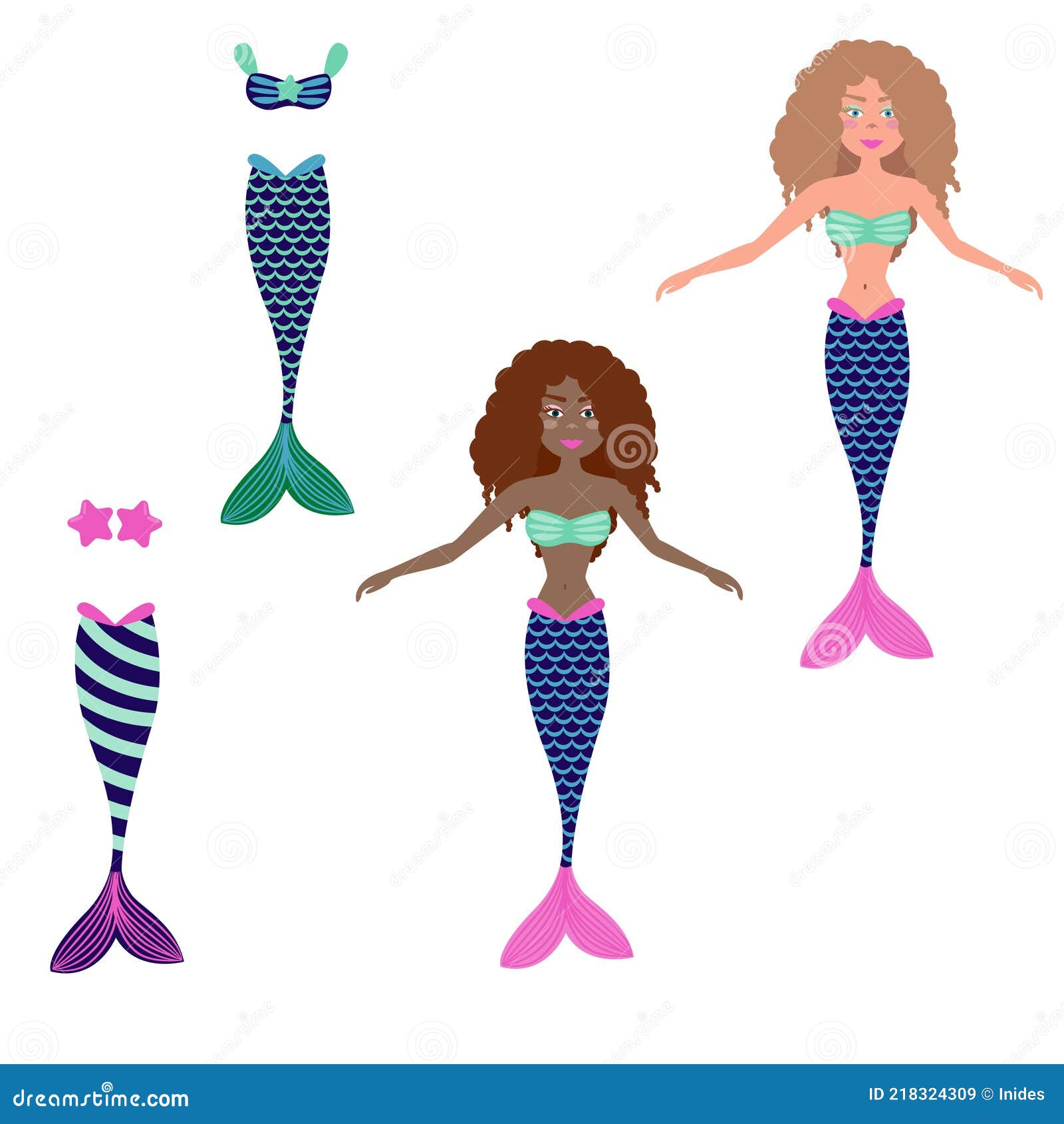 Mermaid Paper Doll. Body Templates Royalty-Free Stock Photo ...