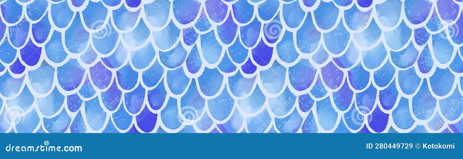Mermaid Pattern, Watercolor Scale Texture. Blue Hand Painted Fish Tail ...