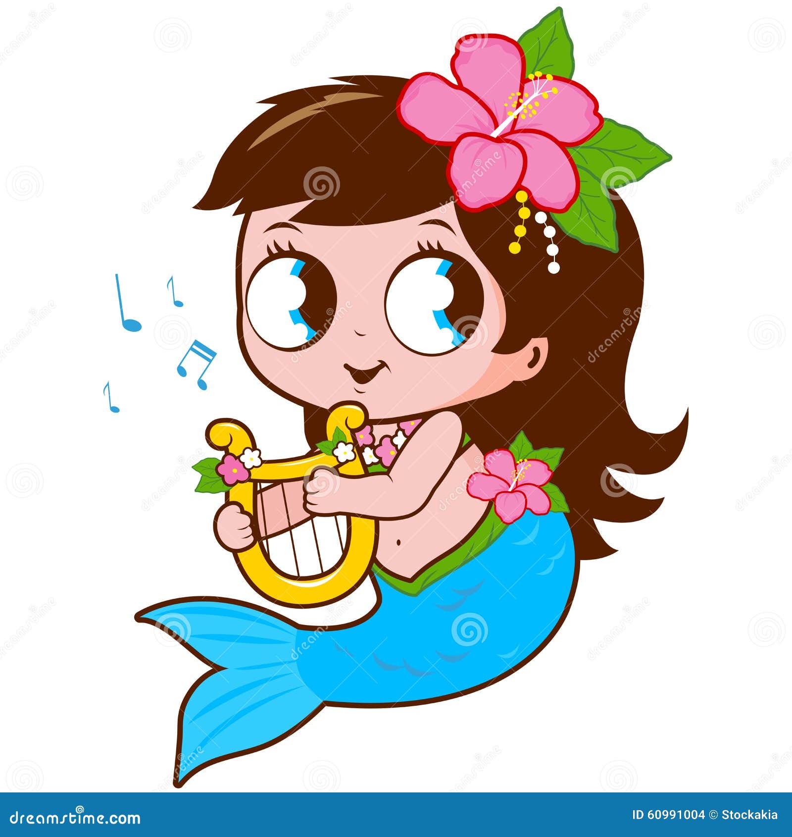 Mermaid Playing With Bubbles. Cute Cartoon Smiling Mermaid Clip Art ...