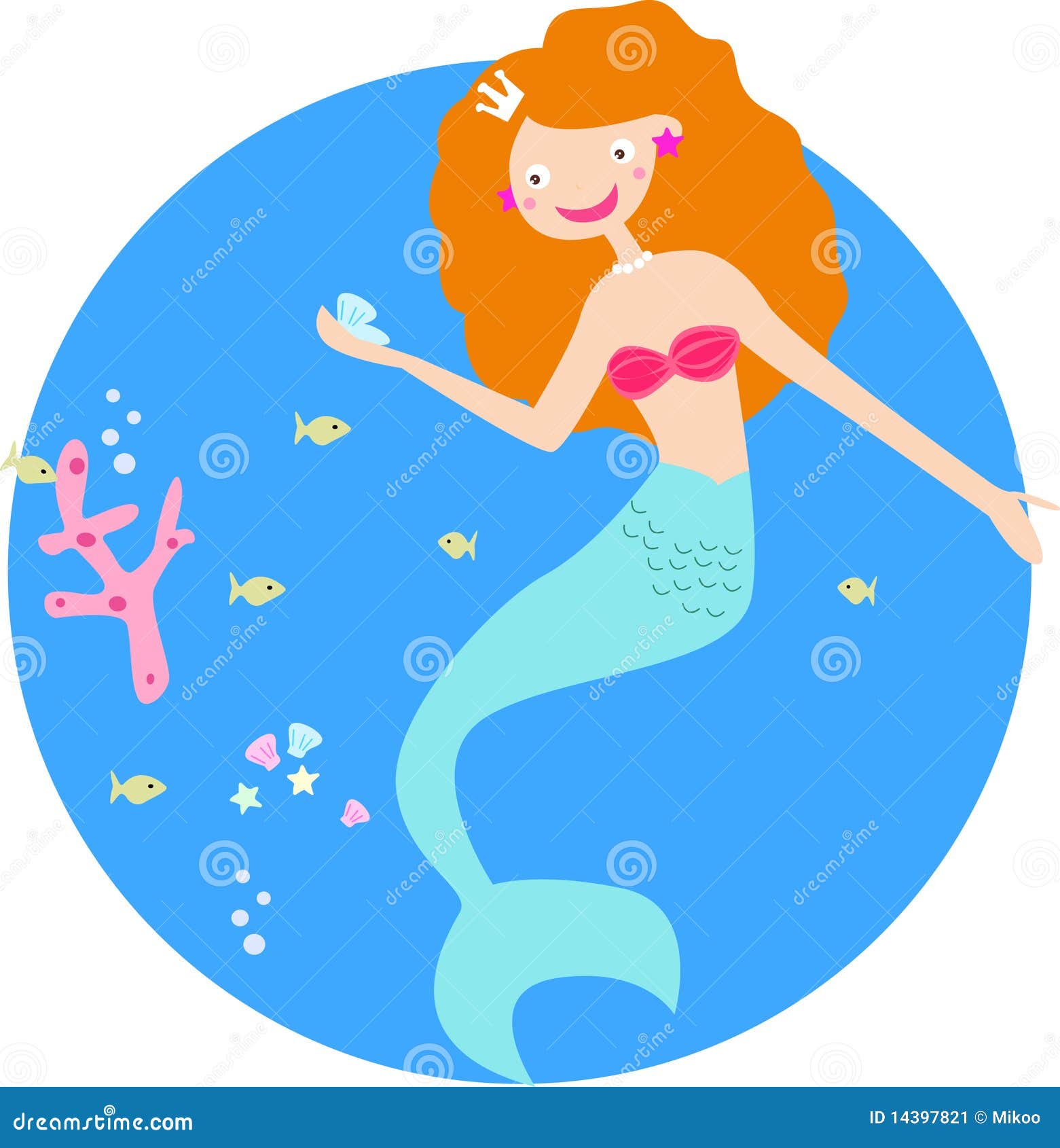 Mermaid princess stock illustration. Illustration of cartoon - 14397821