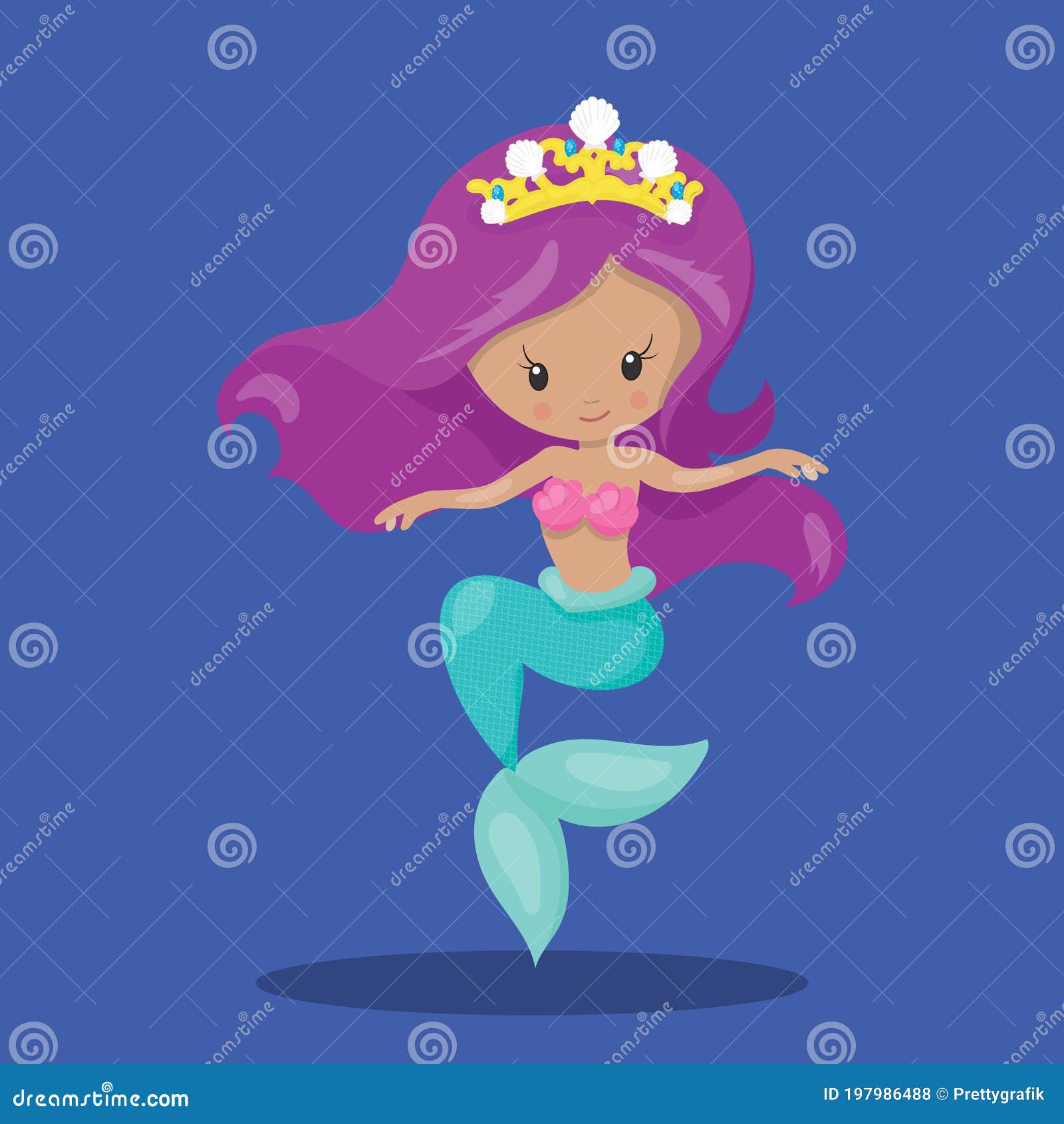 MERMAID PRINCESS VIOLET LIGHT 03 Vector Illustration | CartoonDealer ...