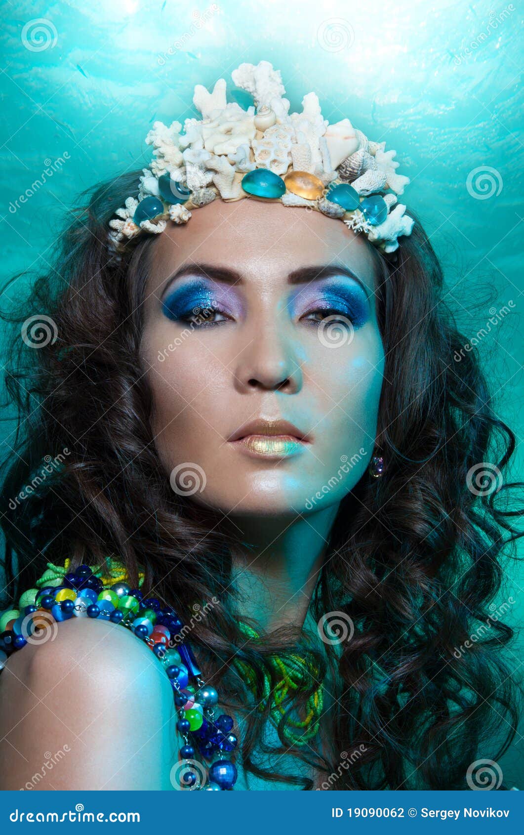Mermaid Queen in Coral Crown Stock Photo - Image of dream, look: 19090062