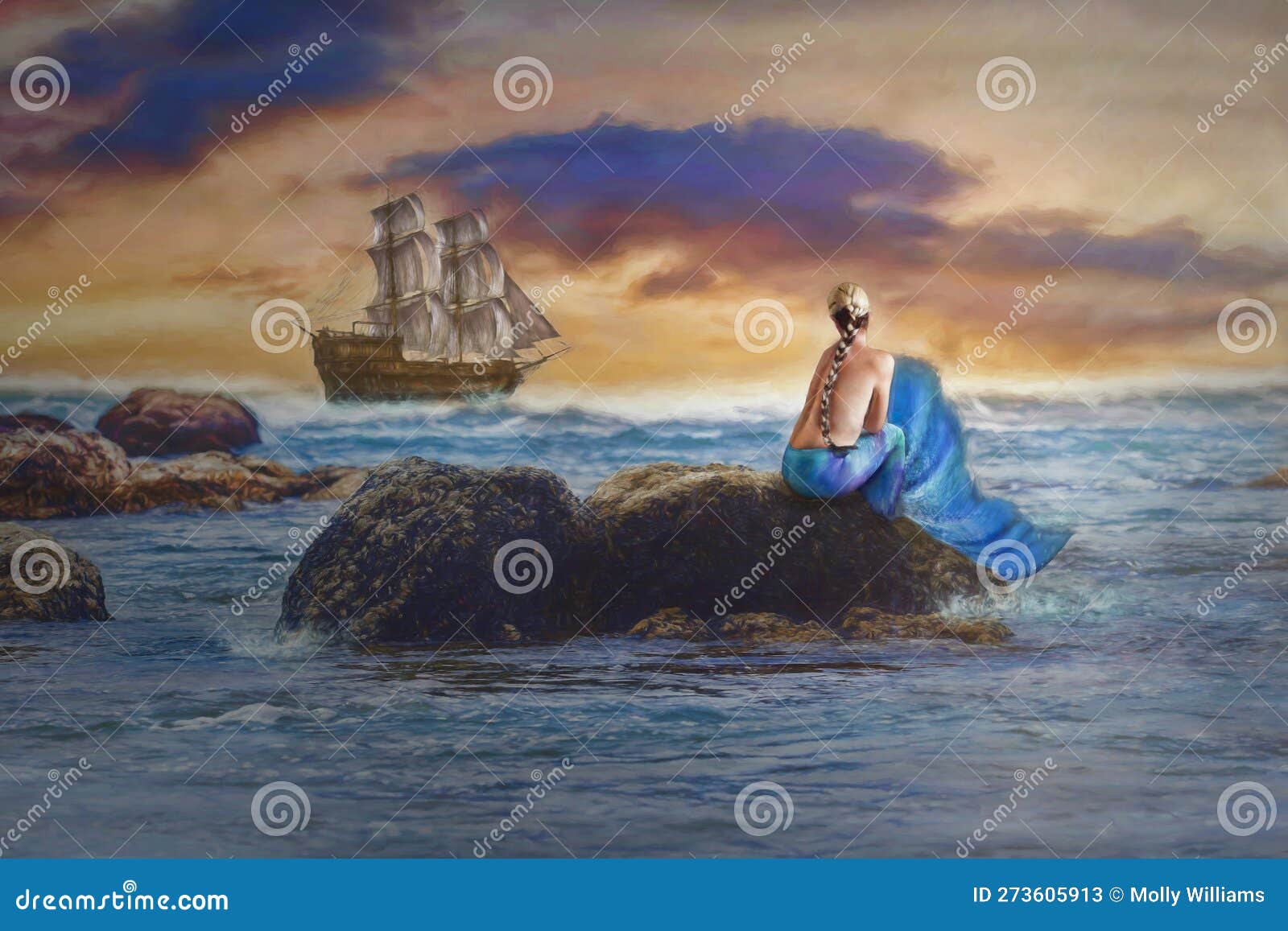 Mermaid On Rock Royalty-Free Stock Photo | CartoonDealer.com #273605913